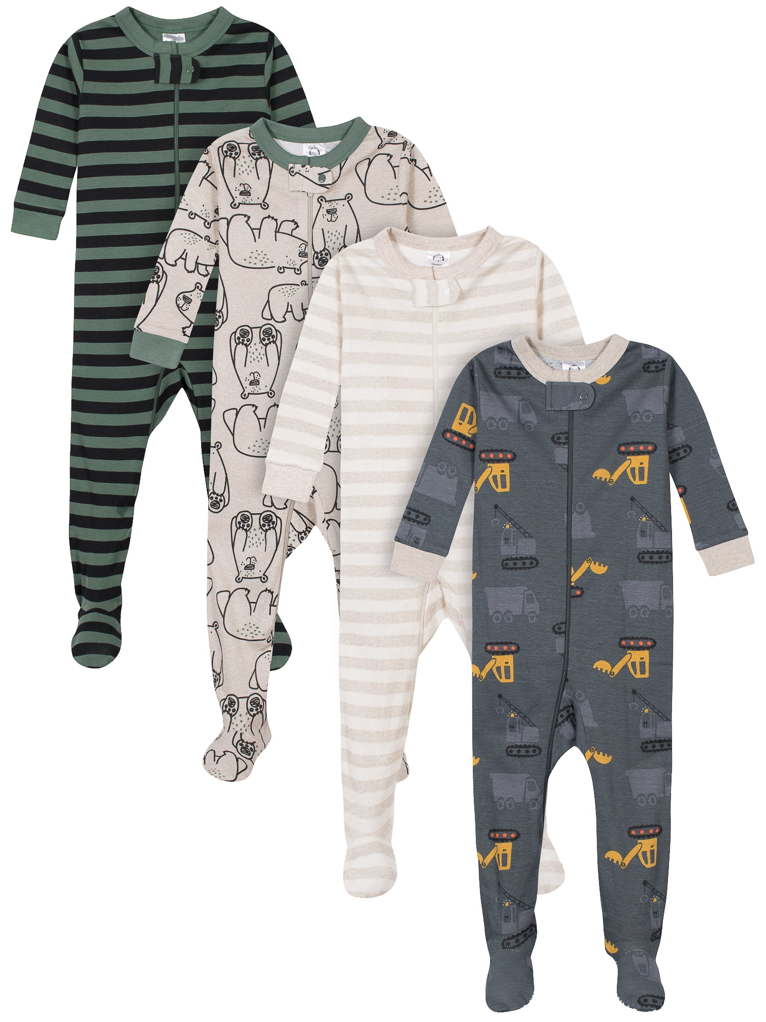 Gerber Baby & Toddler Boys Snug Fit Cotton Sleepwear, 4-Pack Footed ...
