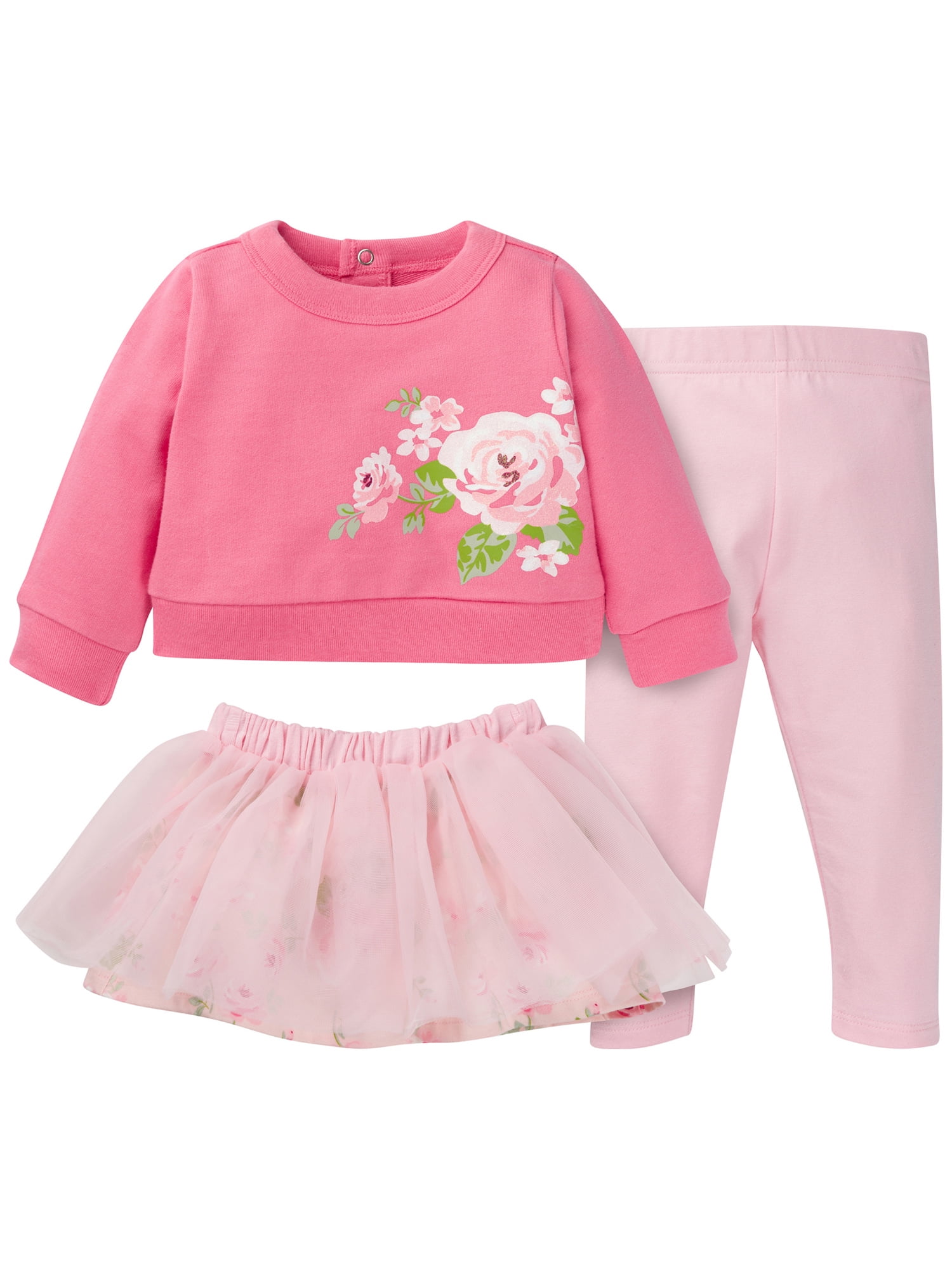 Gerber Baby & Toddler Girl French Terry Top, Tulle Tutu, & Pull-On ...
