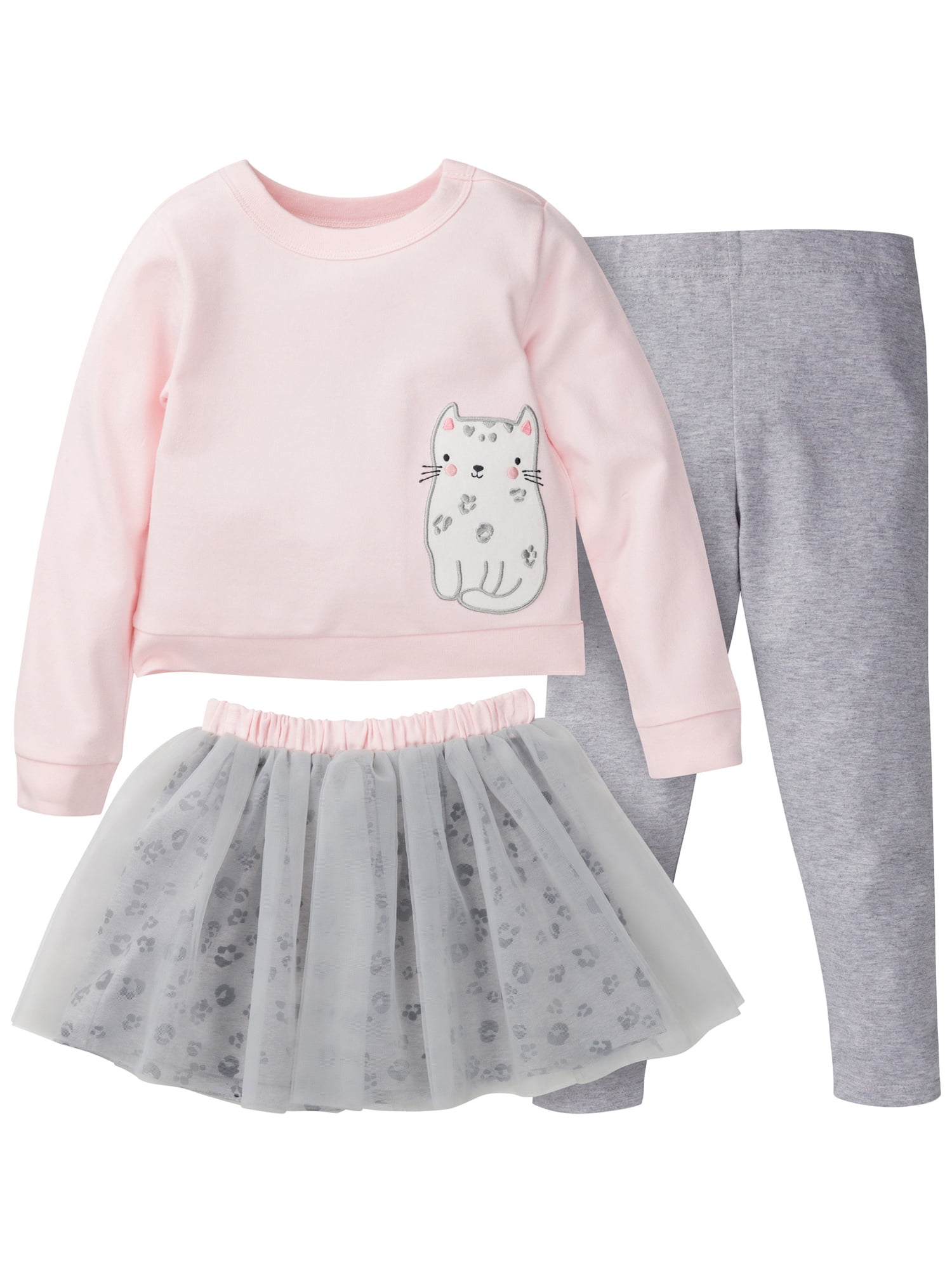 Gerber Baby & Toddler Girl French Terry Top, Tulle Tutu, & Pull-On ...