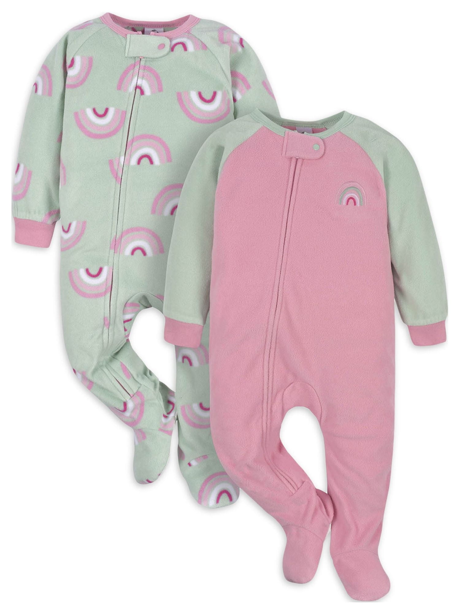 Gerber Baby & Toddler Neutral Microfleece Blanket Sleeper Pajamas, 2 ...