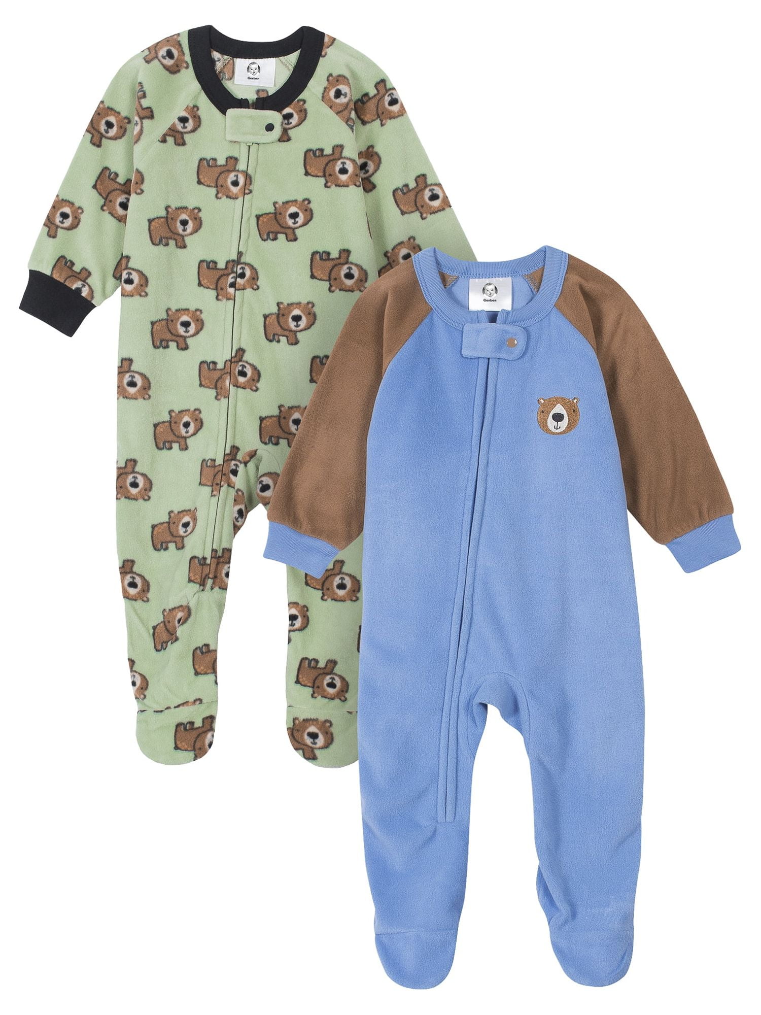 Gerber Baby & Toddler Neutral Microfleece Blanket Sleeper Pajamas, 2 ...