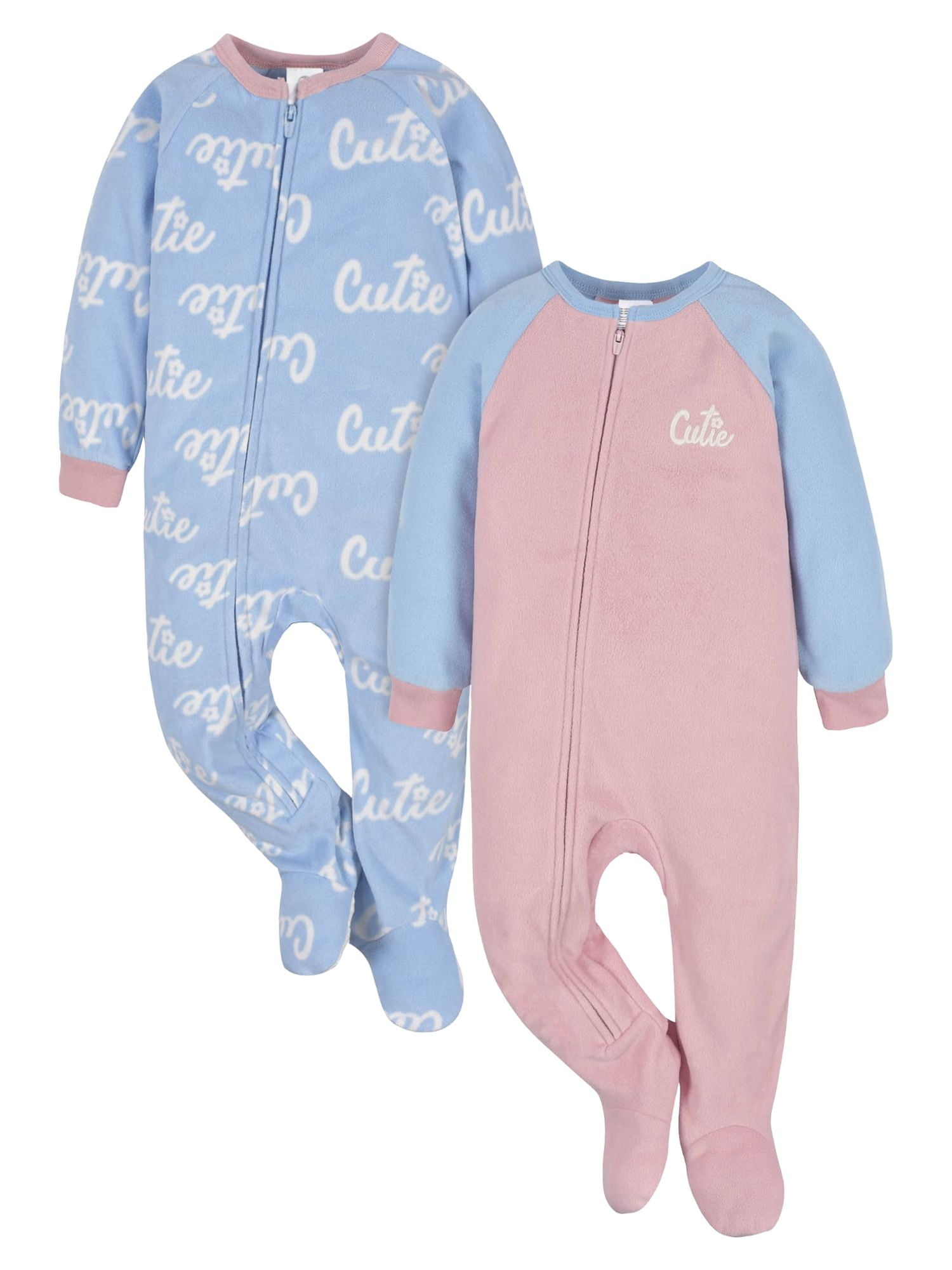 Gerber Baby & Toddler Neutral Microfleece Blanket Sleeper Pajamas, 2 ...