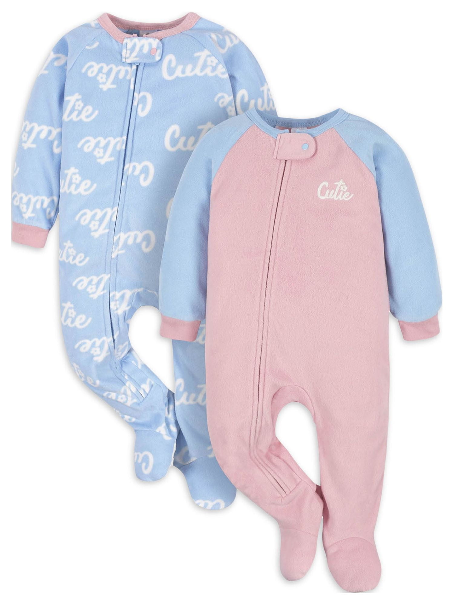 Gerber Baby & Toddler Neutral Microfleece Blanket Sleeper Pajamas, 2 ...