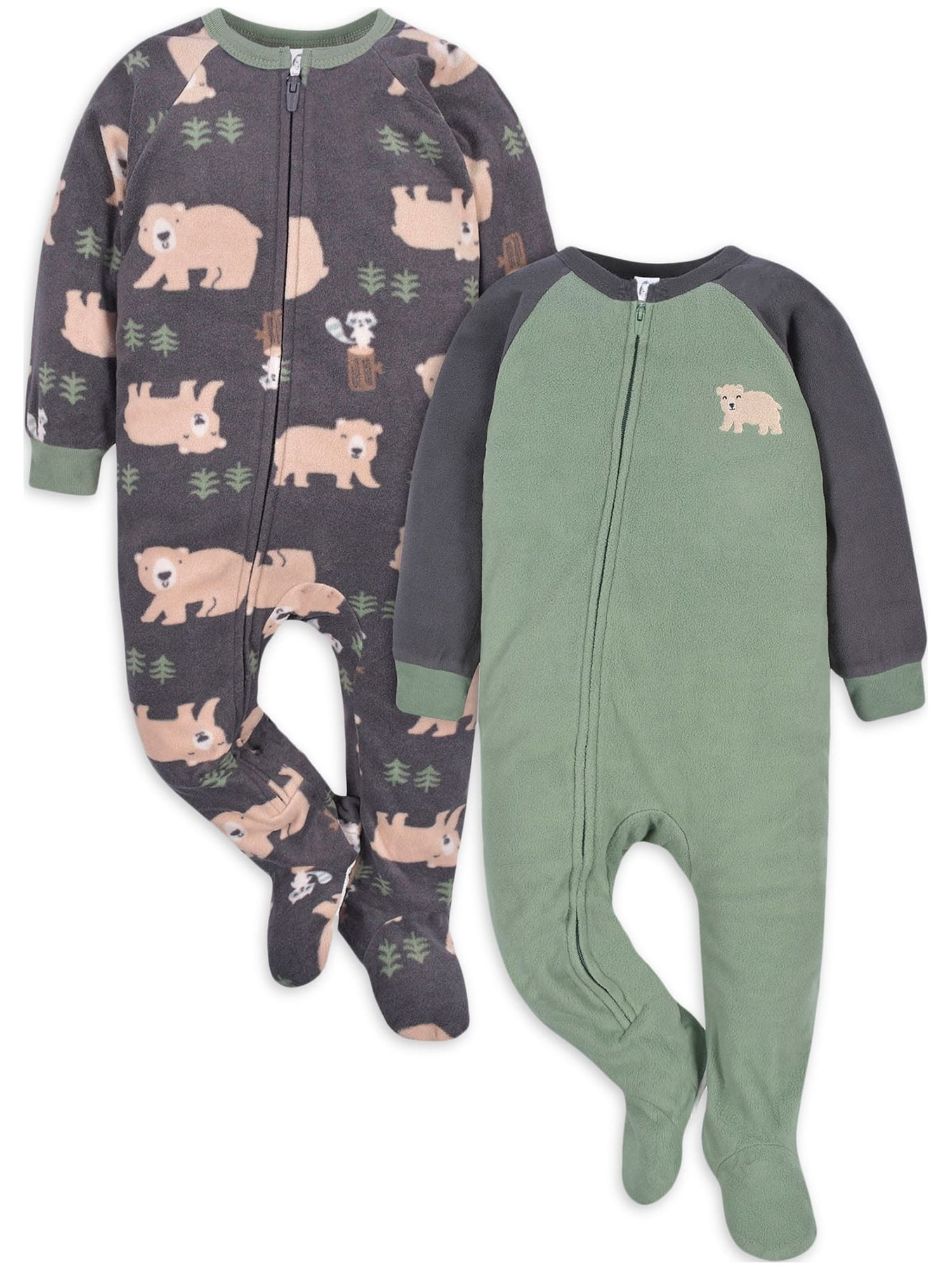 Gerber Baby & Toddler Neutral Microfleece Blanket Sleeper Pajamas, 2 ...