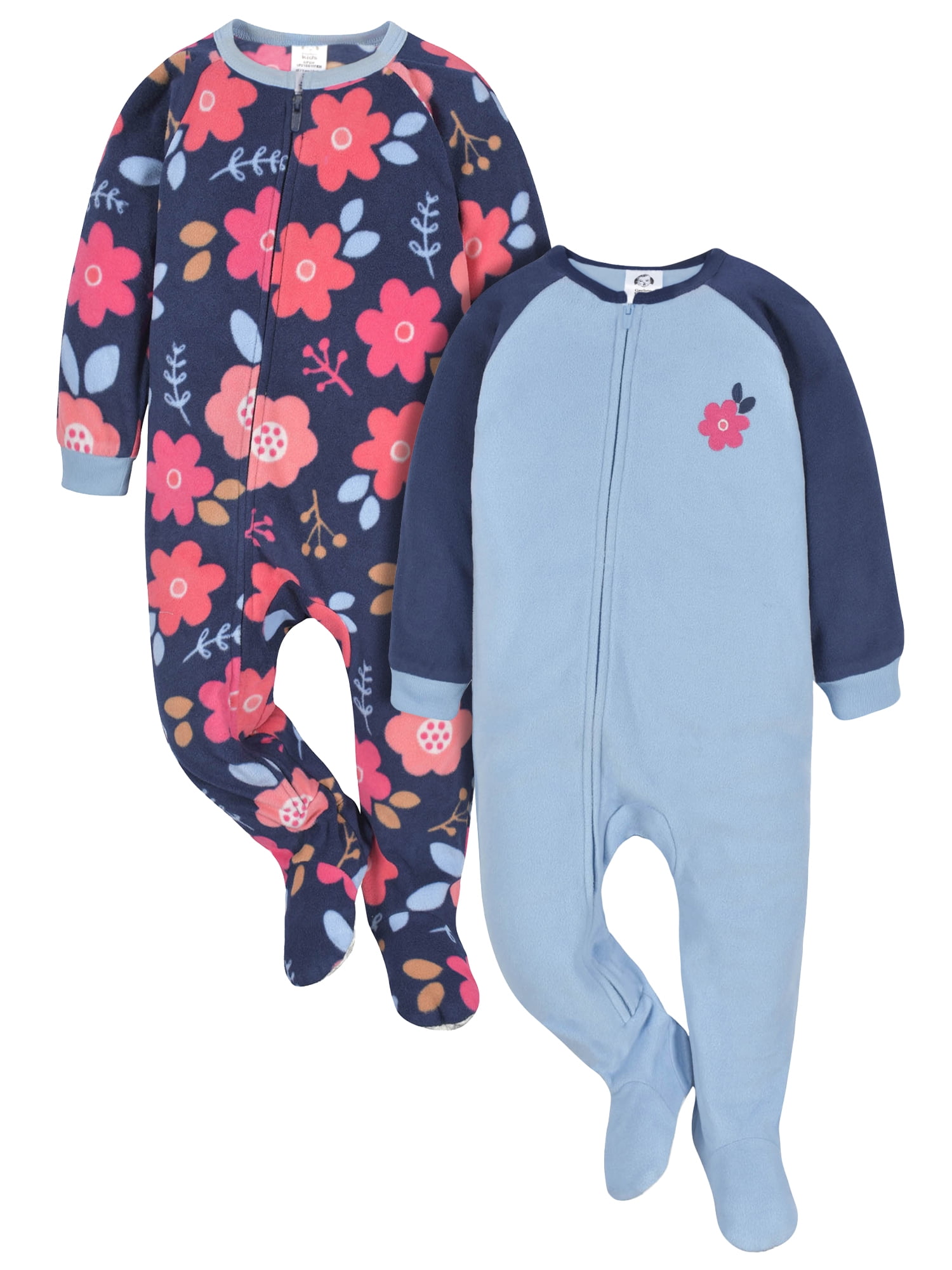 Gerber Baby & Toddler Footed Zip Microfleece Blanket Sleeper Pajamas, 2 ...