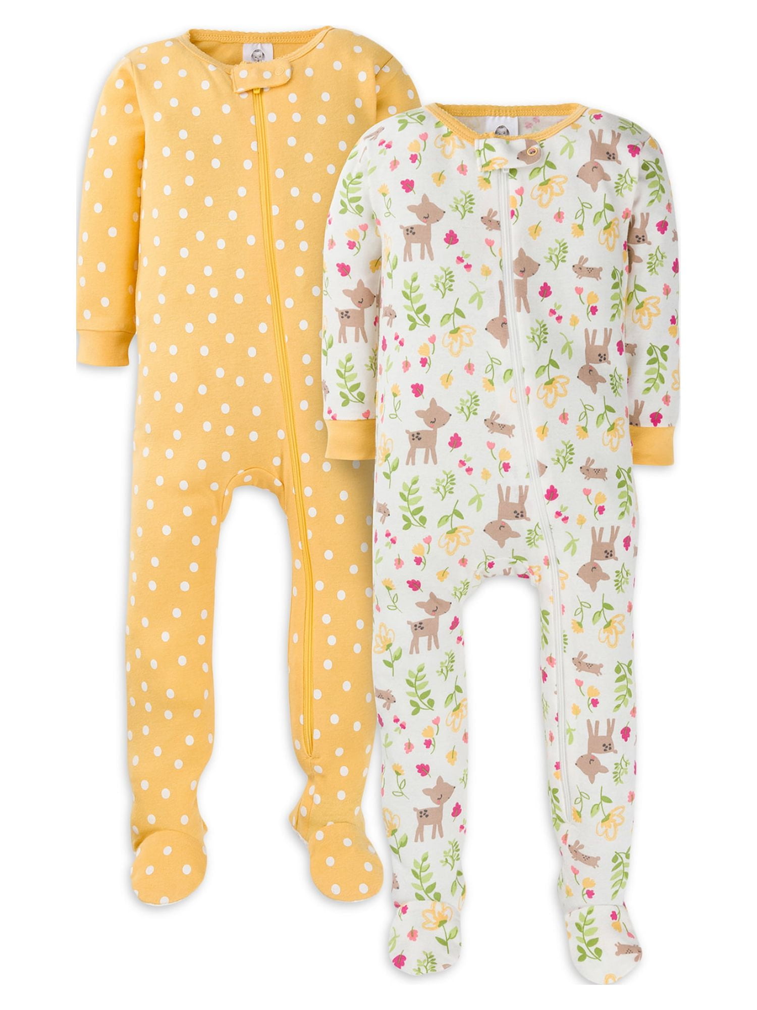 Gerber Baby & Toddler Neutral Snug Fit Footed Cotton Pajamas, 2-Pack, 0 ...
