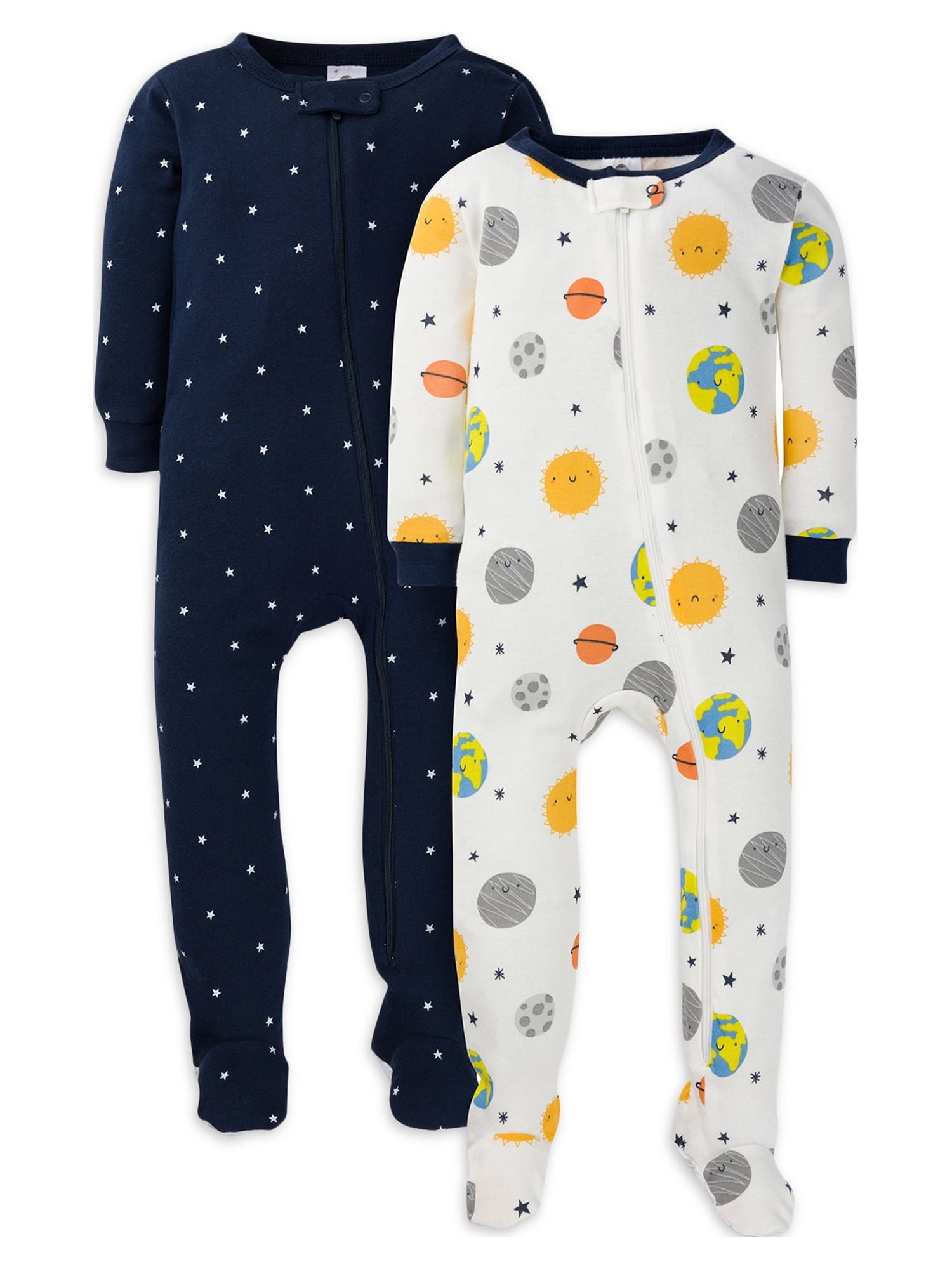 Gerber Baby & Toddler Neutral Snug Fit Footed Cotton Pajamas, 2-Pack, 0 ...