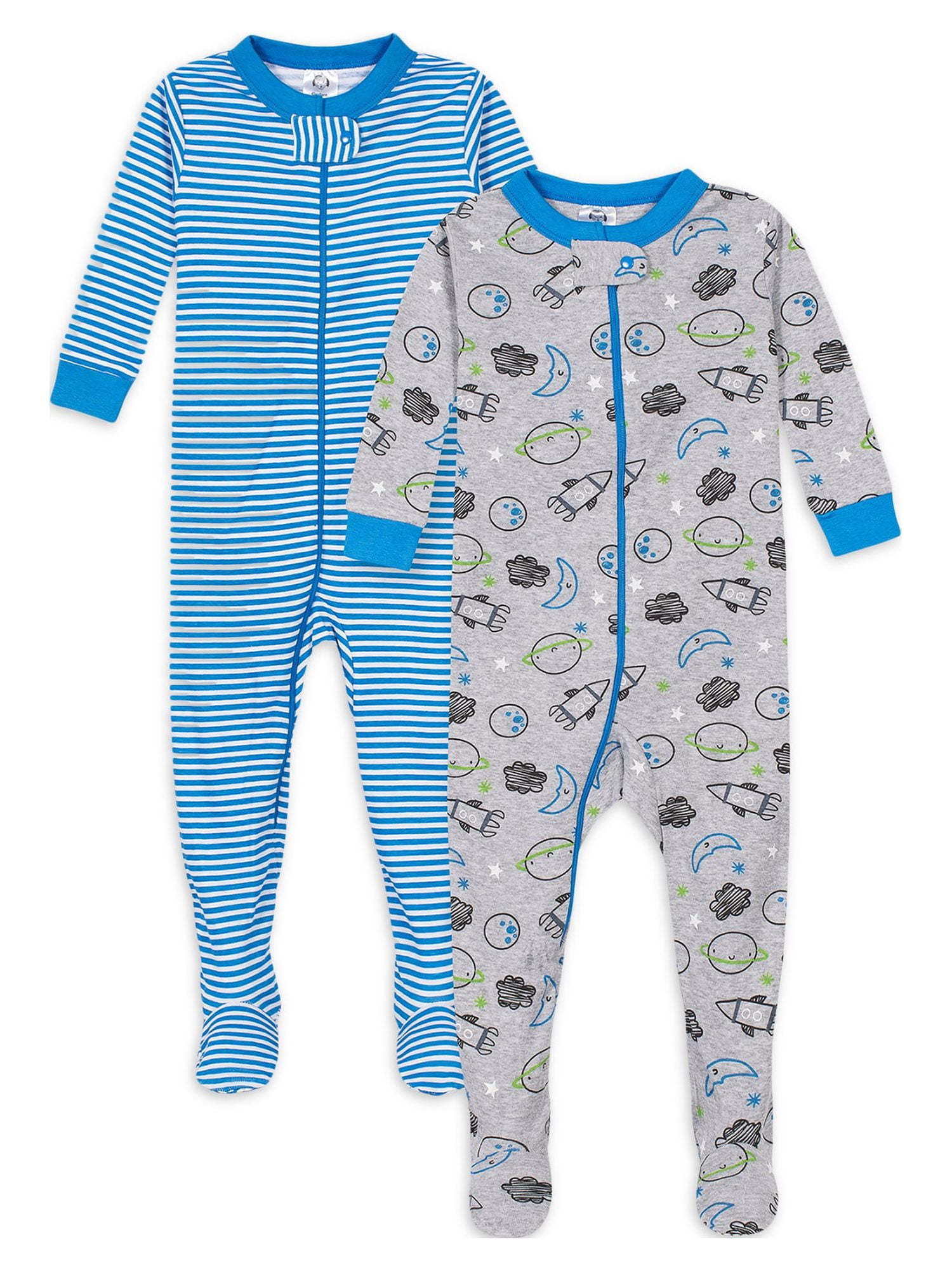 Gerber Baby & Toddler Neutral Snug Fit Footed Cotton Pajamas, 2-Pack, 0 ...