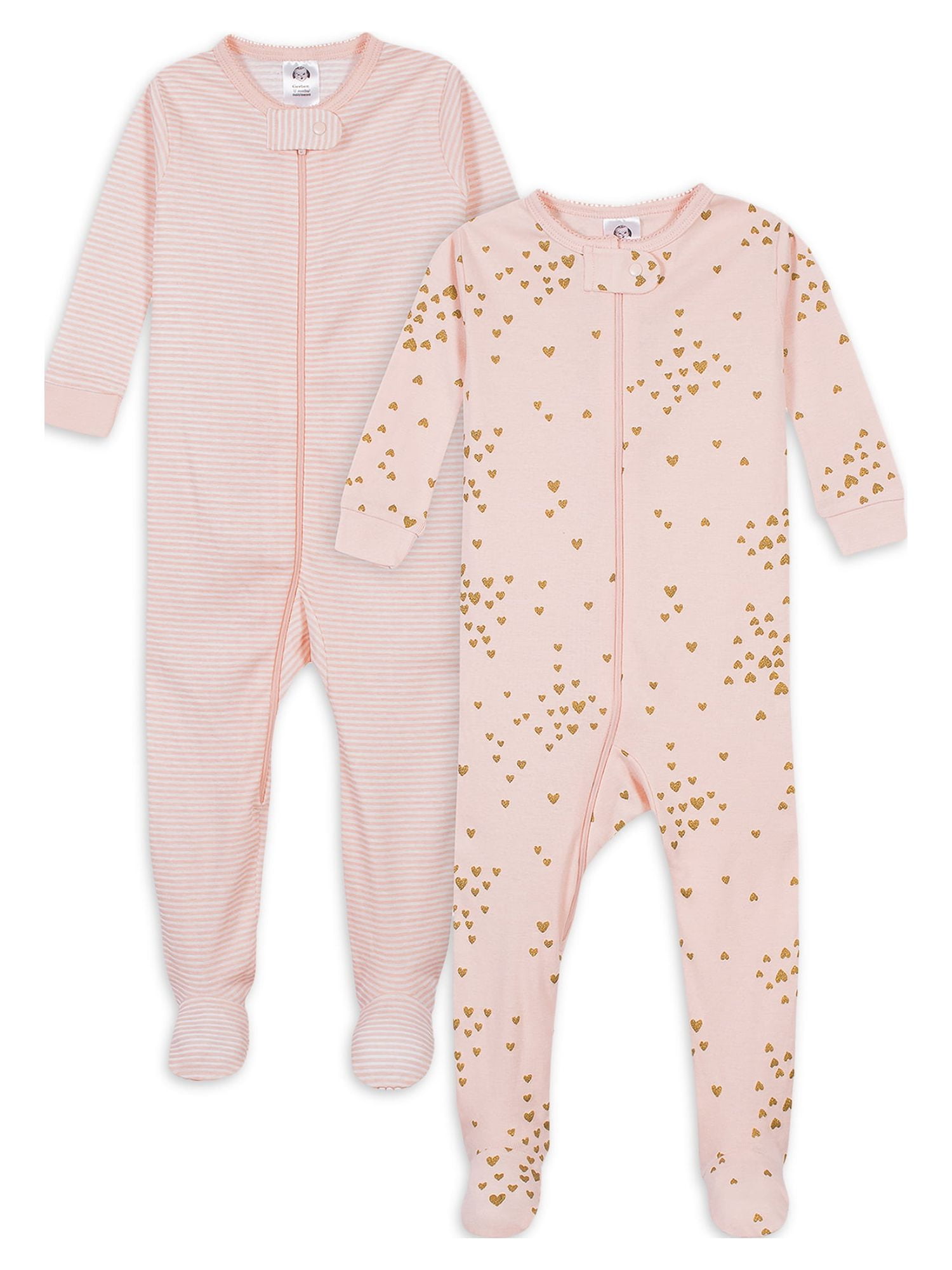 Gerber Baby & Toddler Snug Fit Footed Cotton Pajamas, 2-Pack, Sizes 0/3 ...