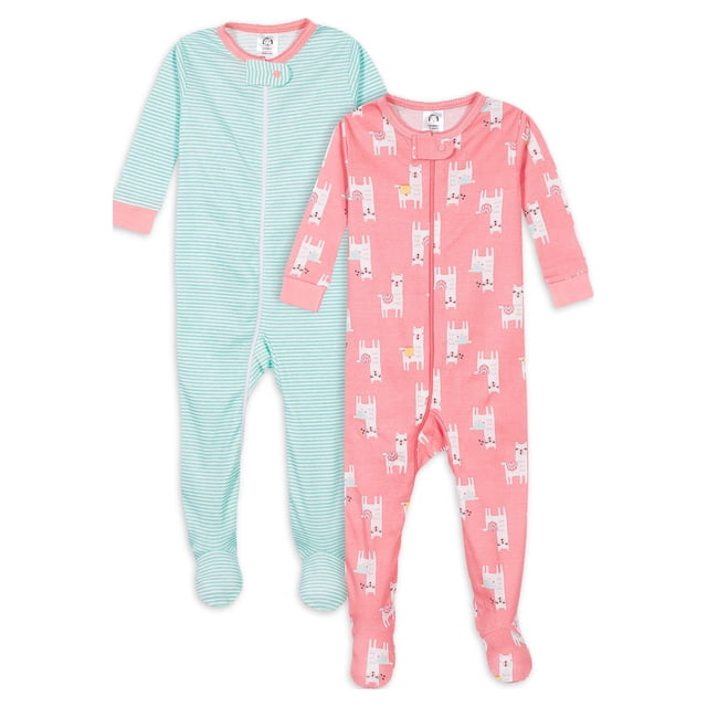 Gerber Baby & Toddler Neutral Snug Fit Footed Cotton Pajamas, 2-Pack ...