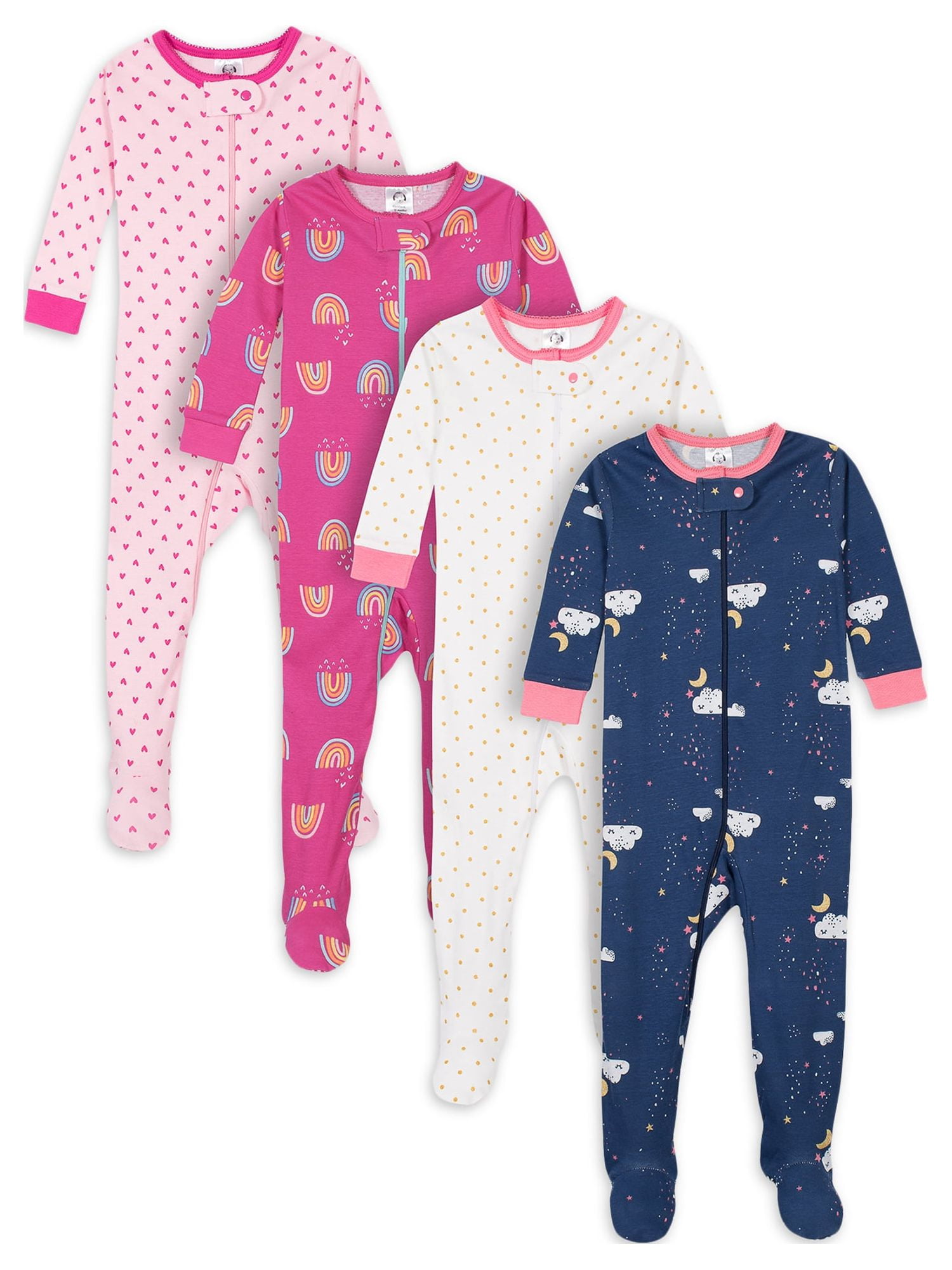 Gerber 4-Pack Snug Fit Footed Cotton Pajamas for Baby & Toddler ...
