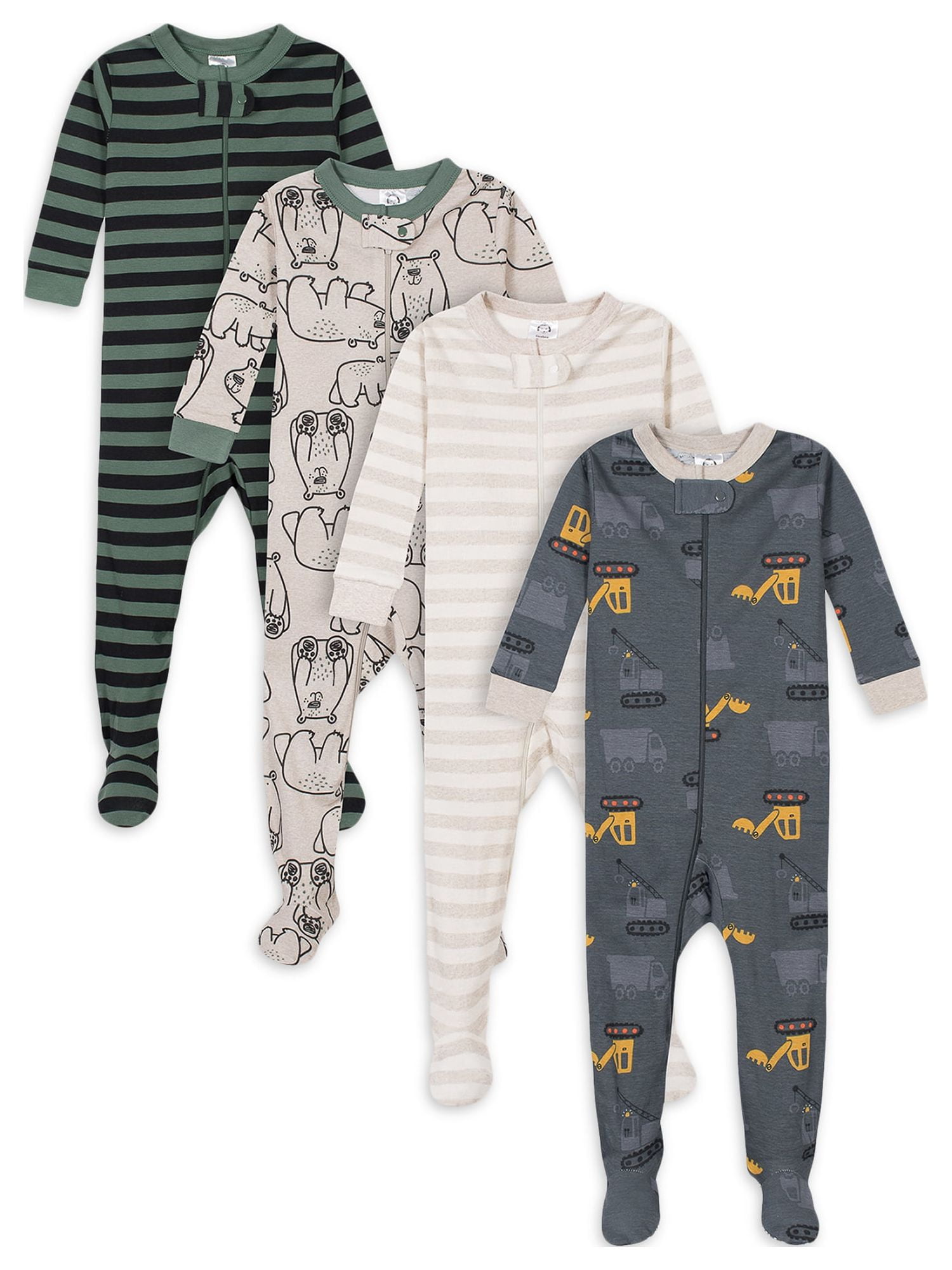 Gerber 4-Pack Baby & Toddler Neutral Snug Fit Footed Cotton Pajamas ...