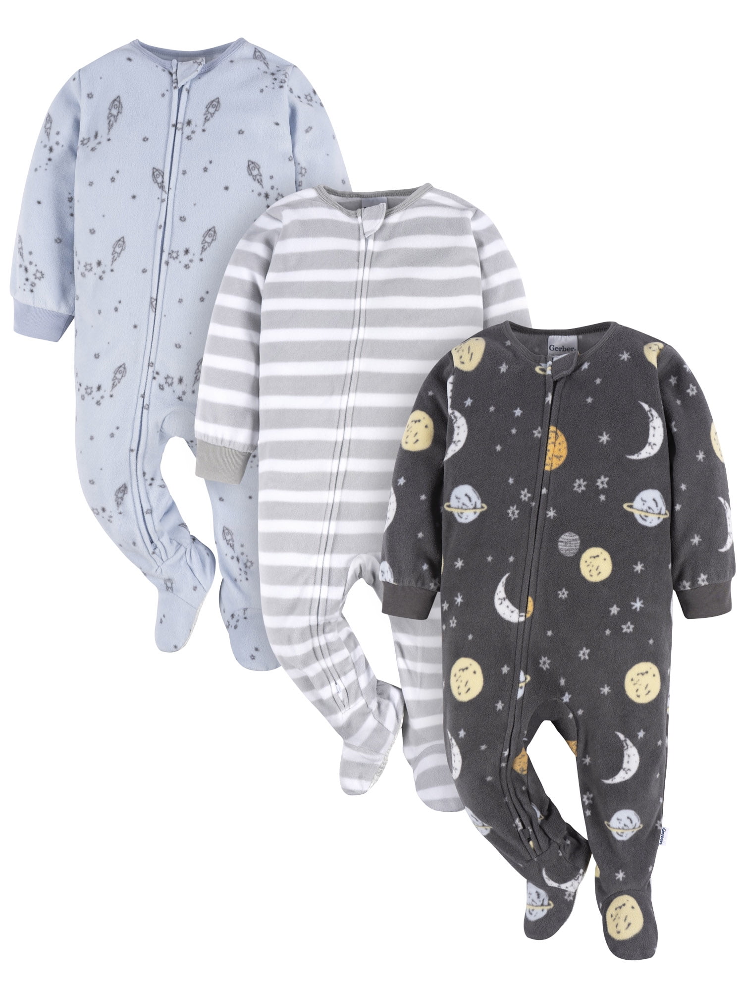 Gerber Baby and Toddler Neutral Microfleece Blanket Sleeper Pajamas, 3 ...
