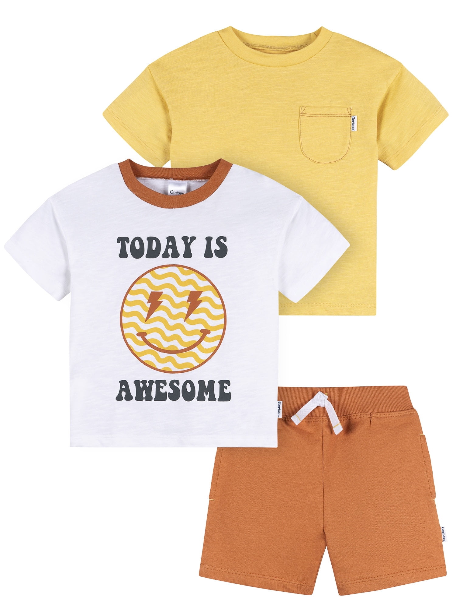 Gerber Baby and Toddler Boy Playwear Outfit Set, 3-Piece, Sizes 12 ...