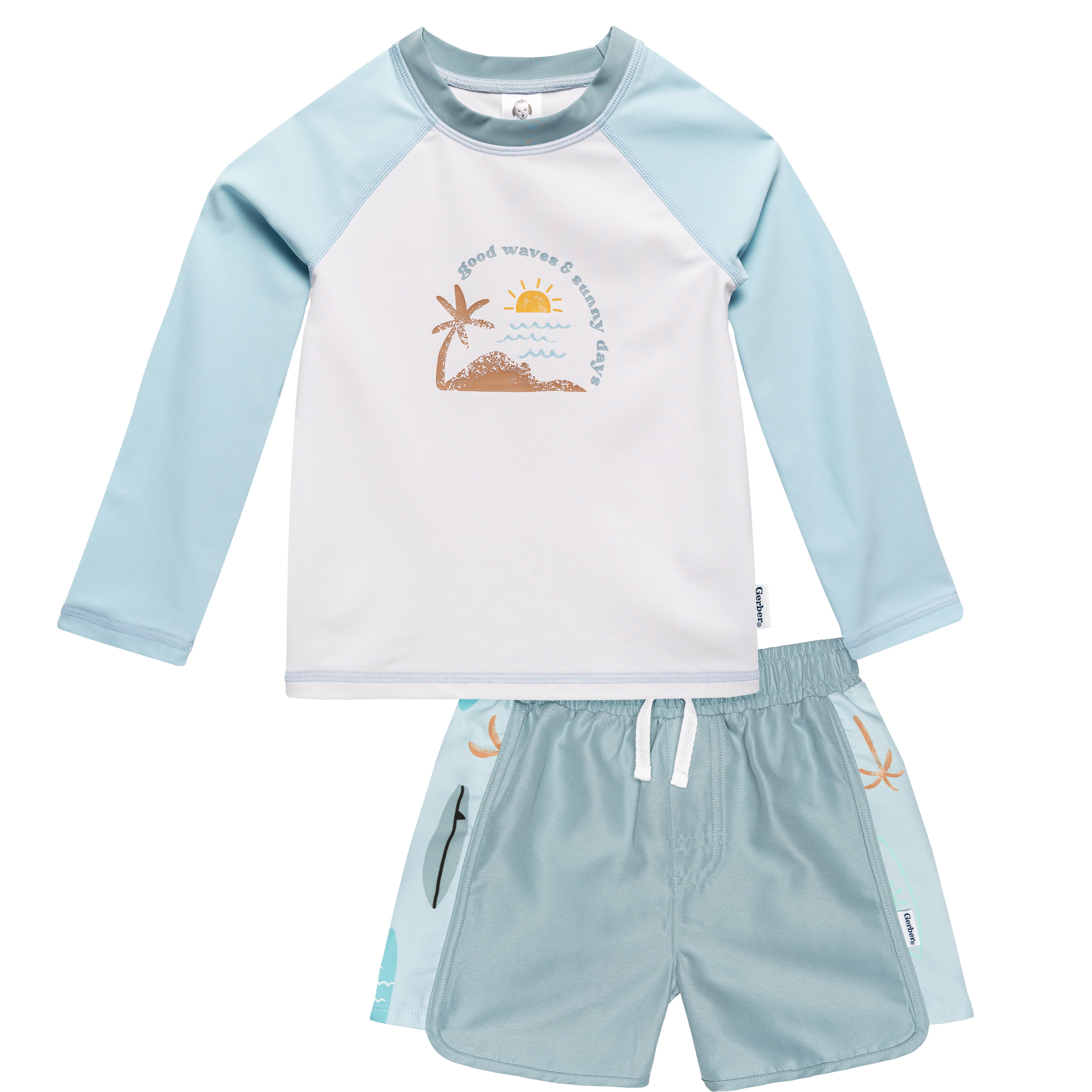 Gerber Baby and Toddler Boy Rashguard Set, 2 Piece, Size 0-3 Months ...