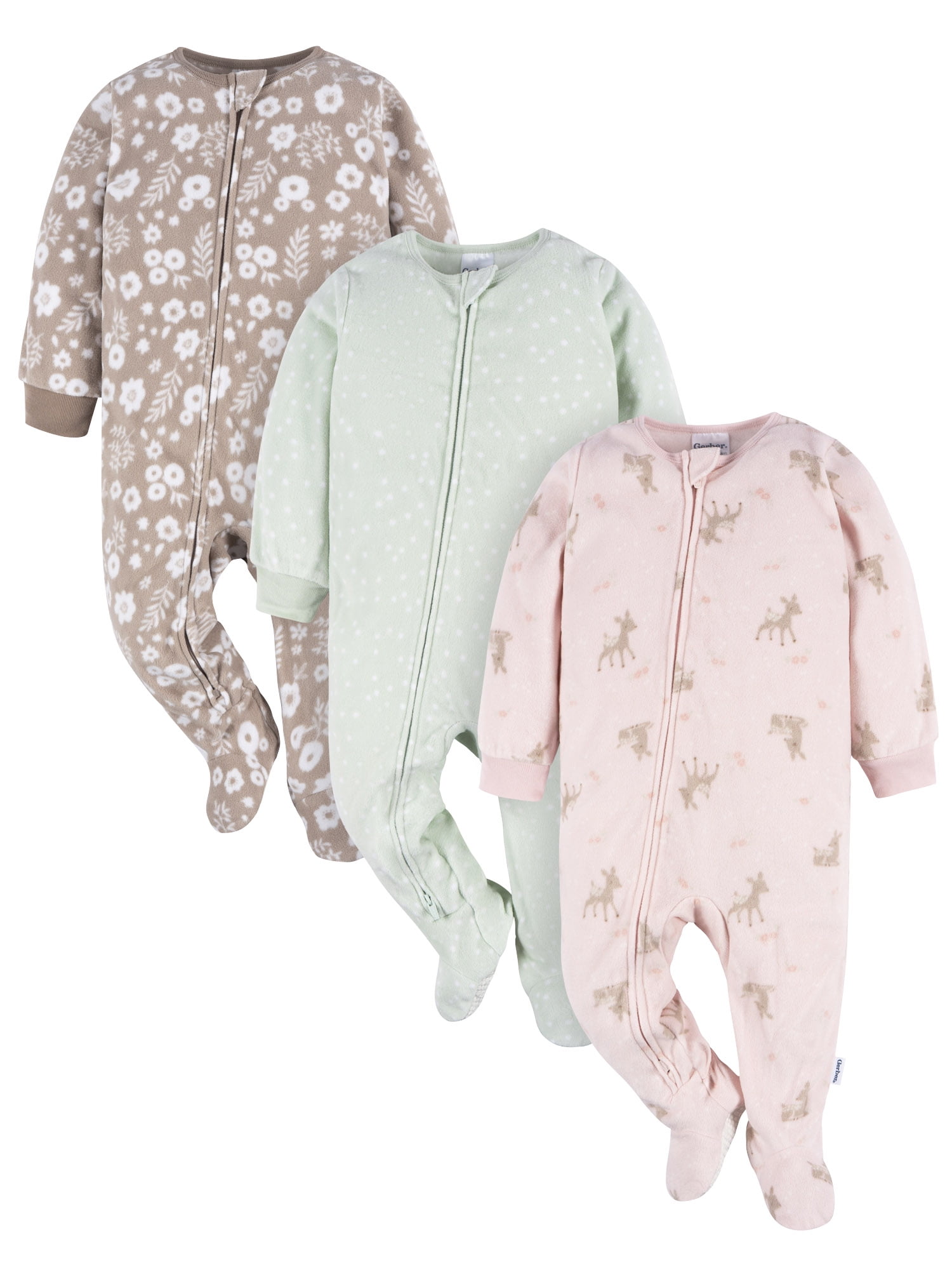 Gerber Baby and Toddler Neutral Microfleece Blanket Sleeper Pajamas, 3 ...