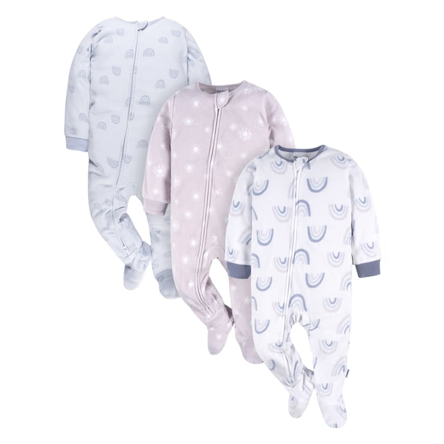 Gerber Baby and Toddler Neutral Microfleece Blanket Sleeper Pajamas, 3 ...