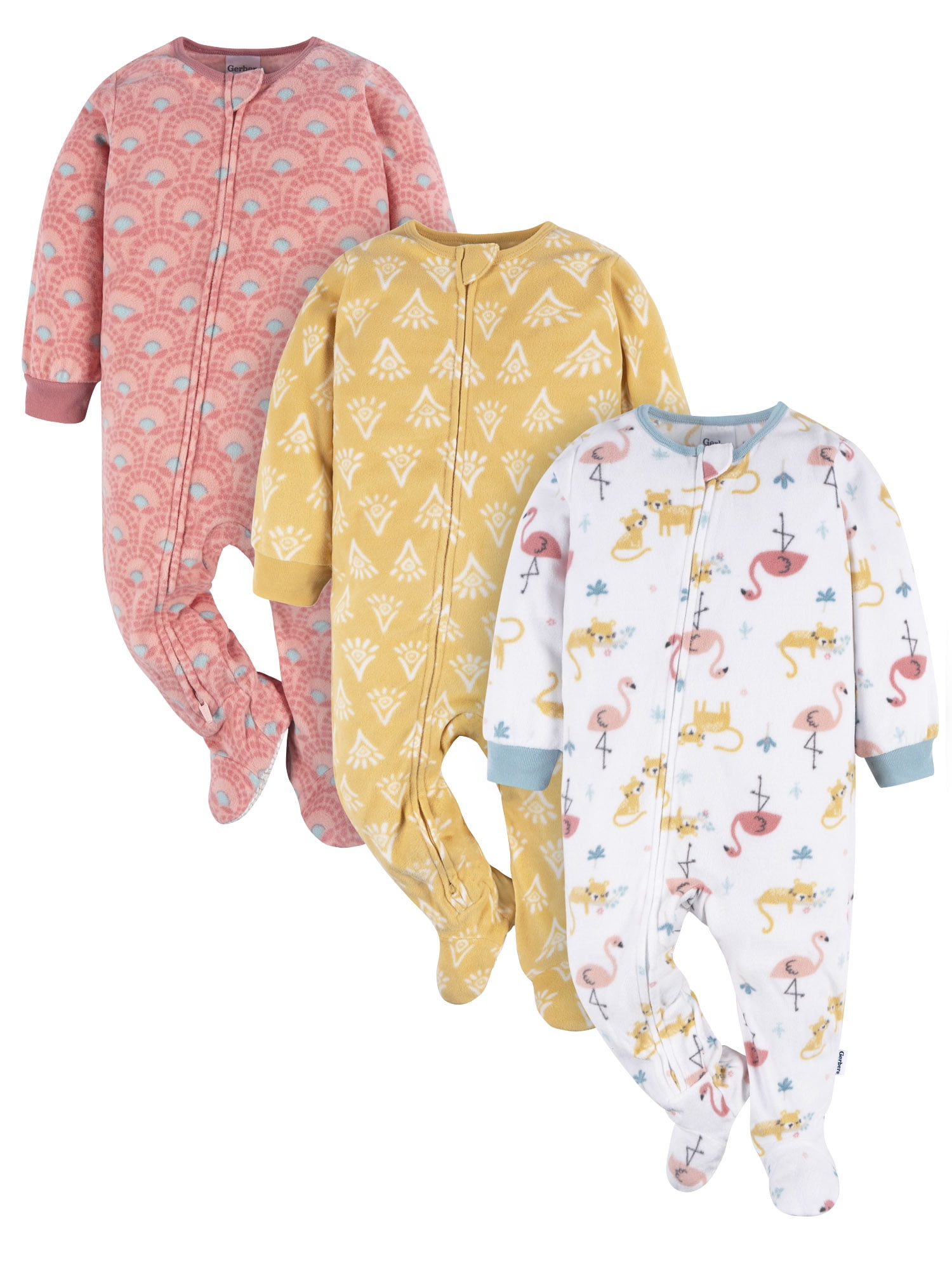 Gerber Baby and Toddler Neutral Microfleece Blanket Sleeper Pajamas, 3-Pack, Sizes 0/3M-5T ...