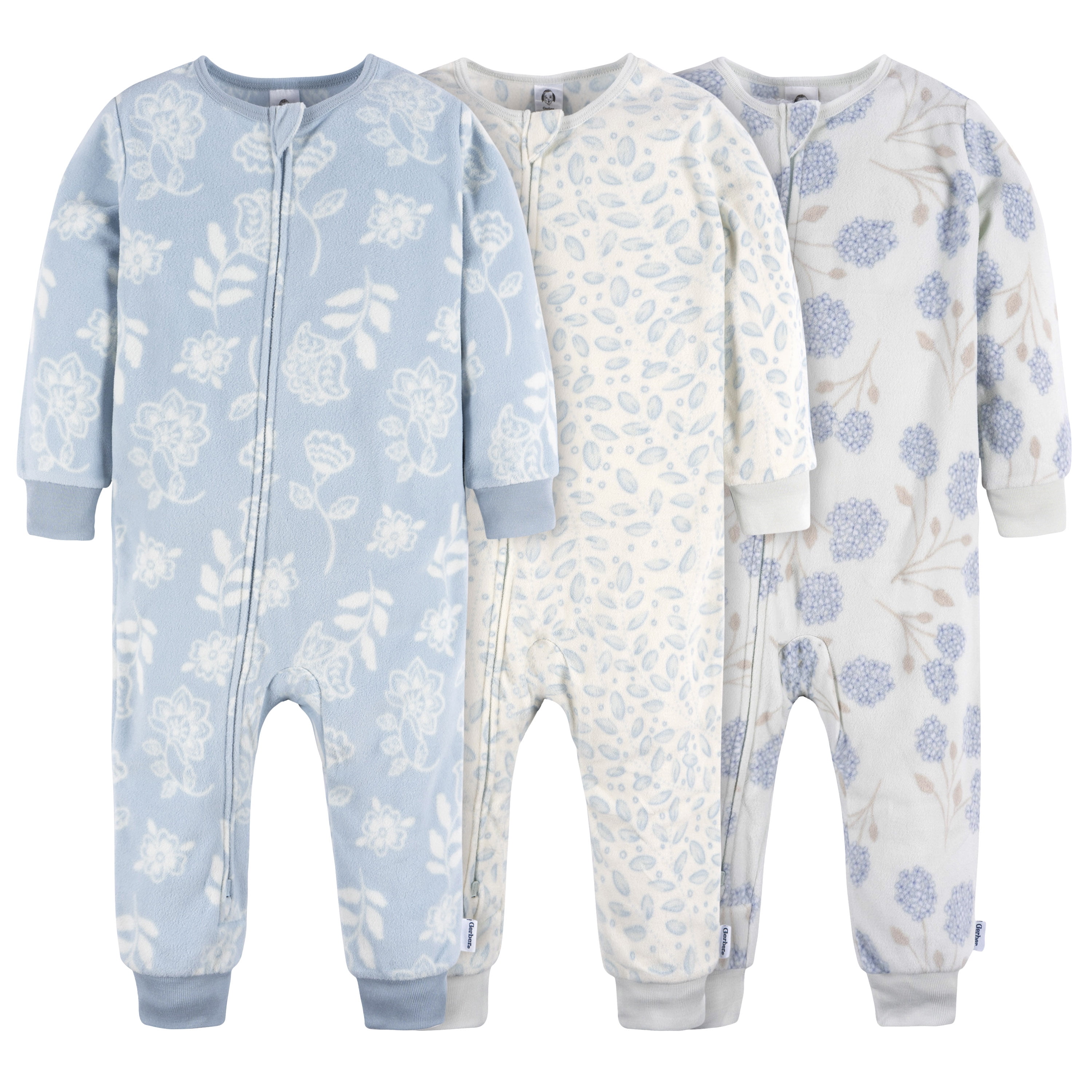 Gerber Baby and Toddler Girls Footless Fleece Pajamas, 3 Pack, Sizes 12 ...