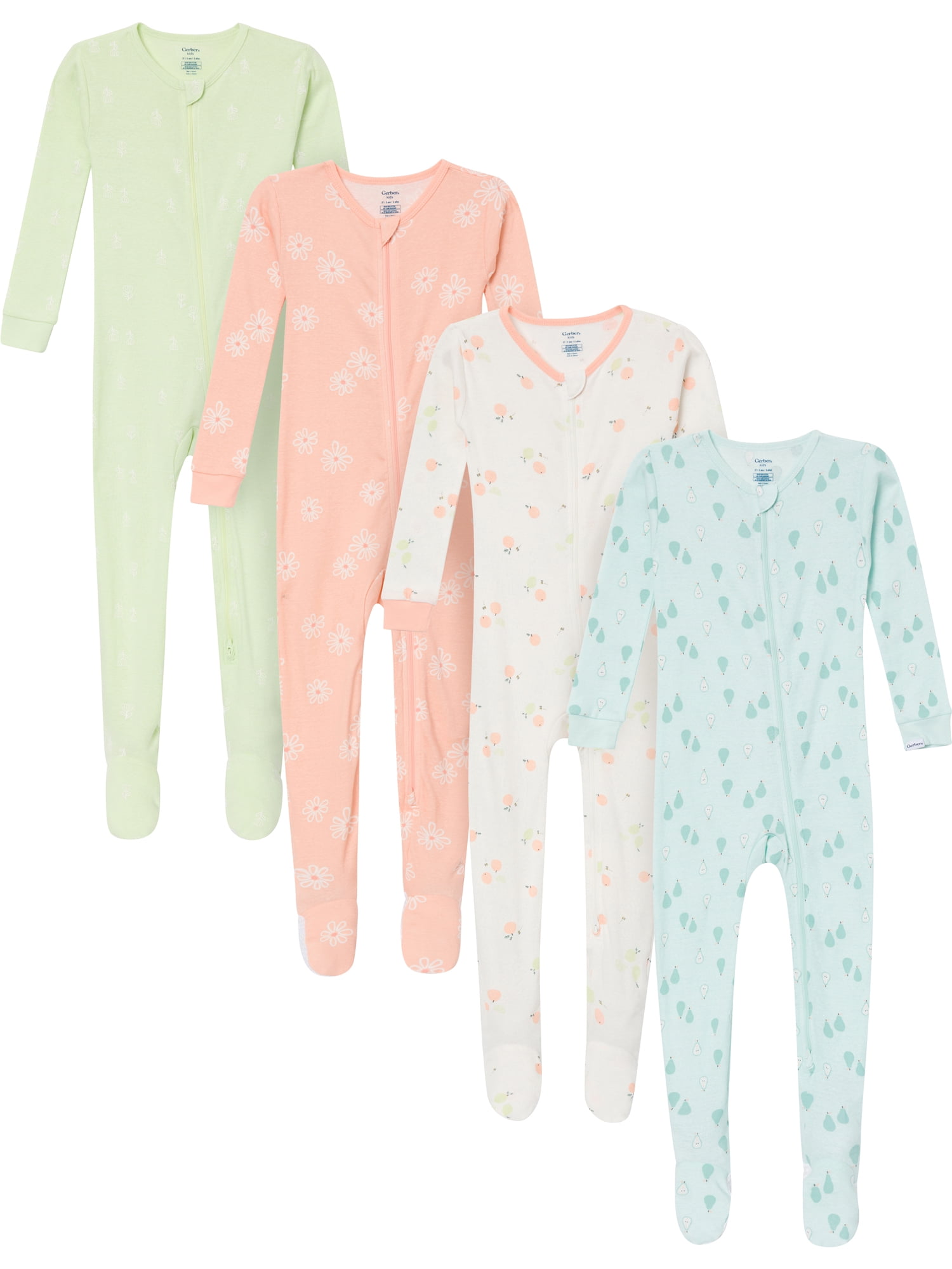 Gerber Baby and Toddler Neutral Footed Unionsuits, 4-Pack, 0/3 Months ...
