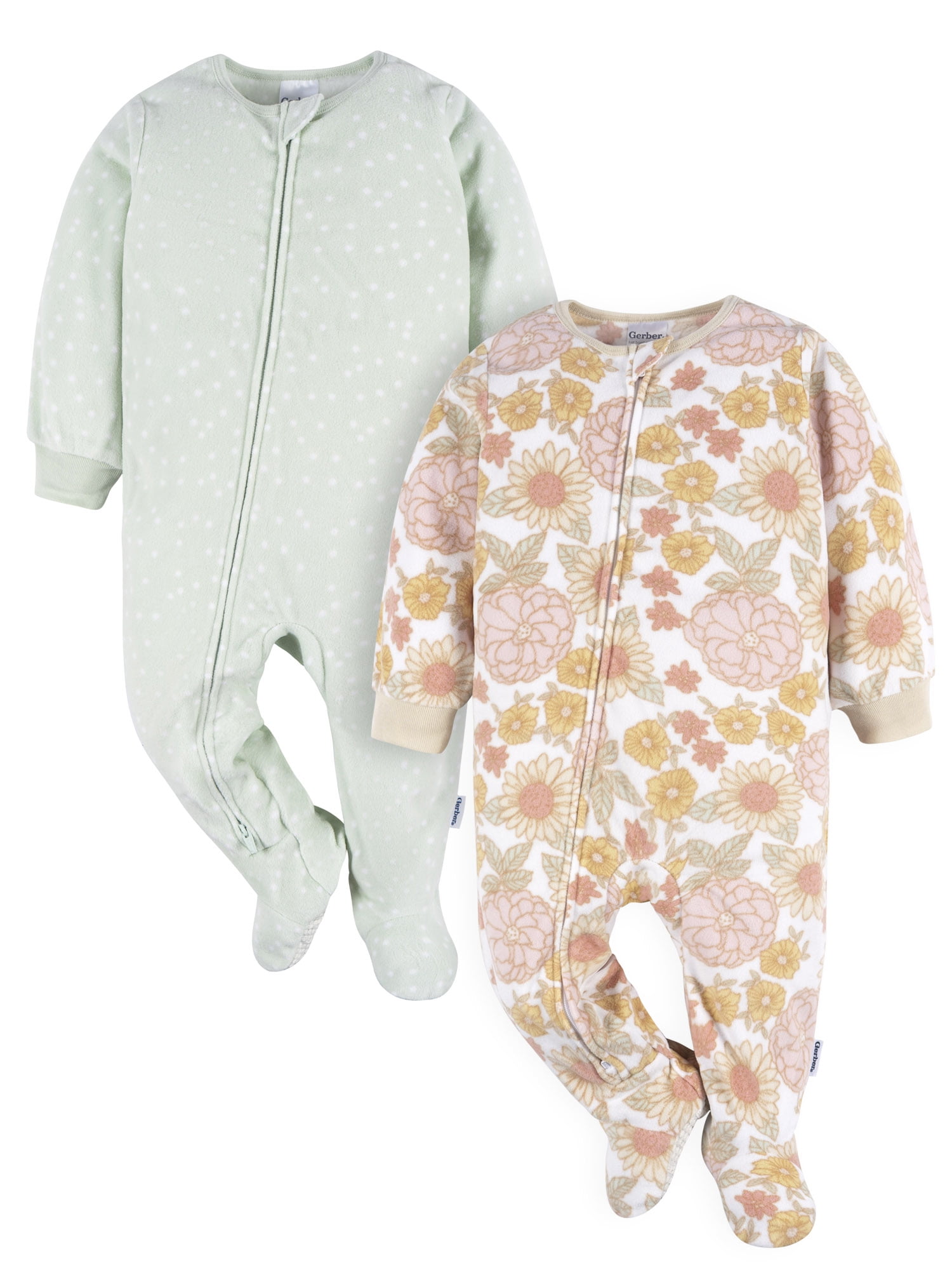 Gerber Baby and Toddler Neutral Microfleece Blanket Sleeper Pajamas, 2 ...