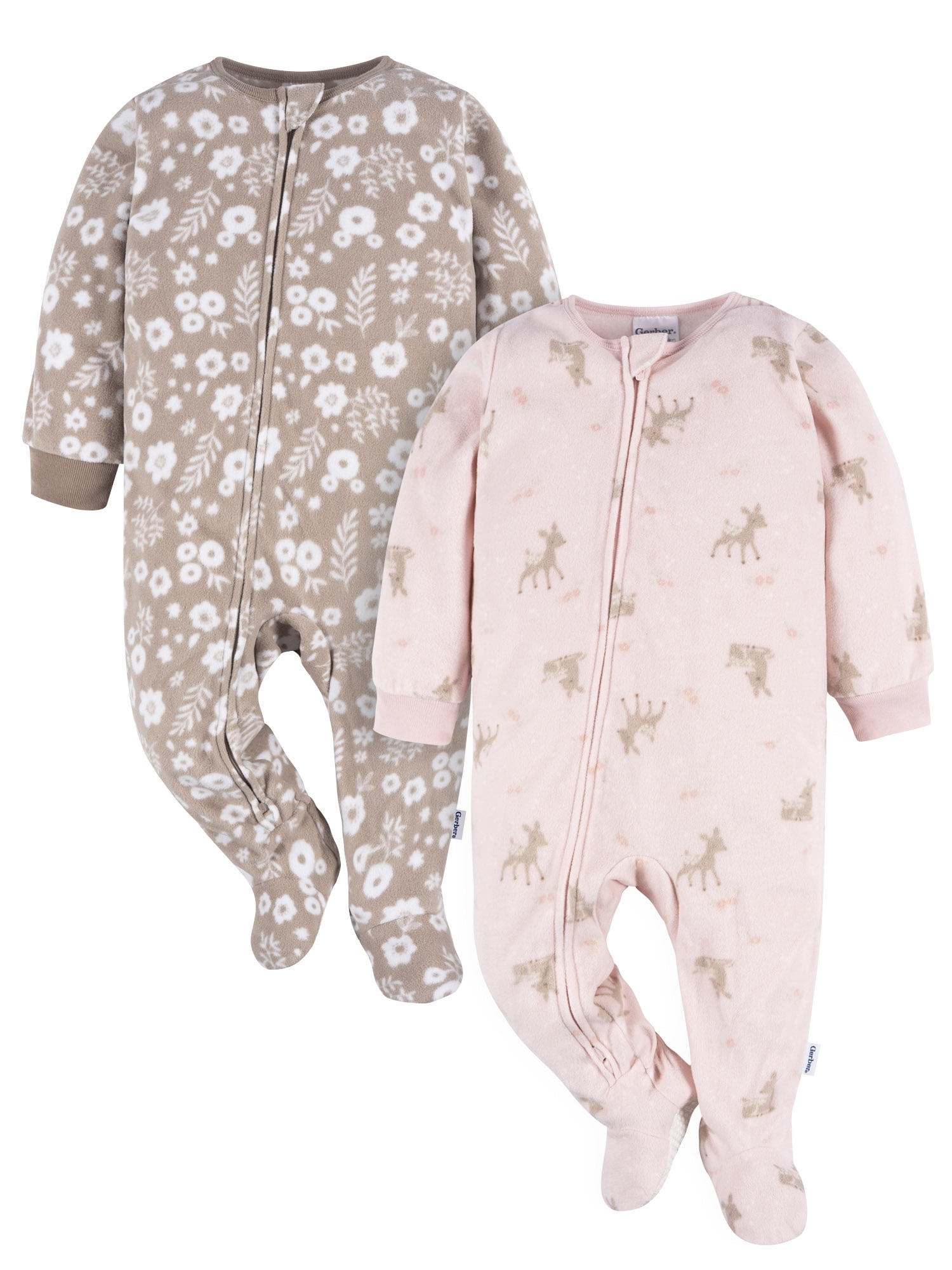 Gerber Baby and Toddler Neutral Microfleece Blanket Sleeper Pajamas, 2 ...