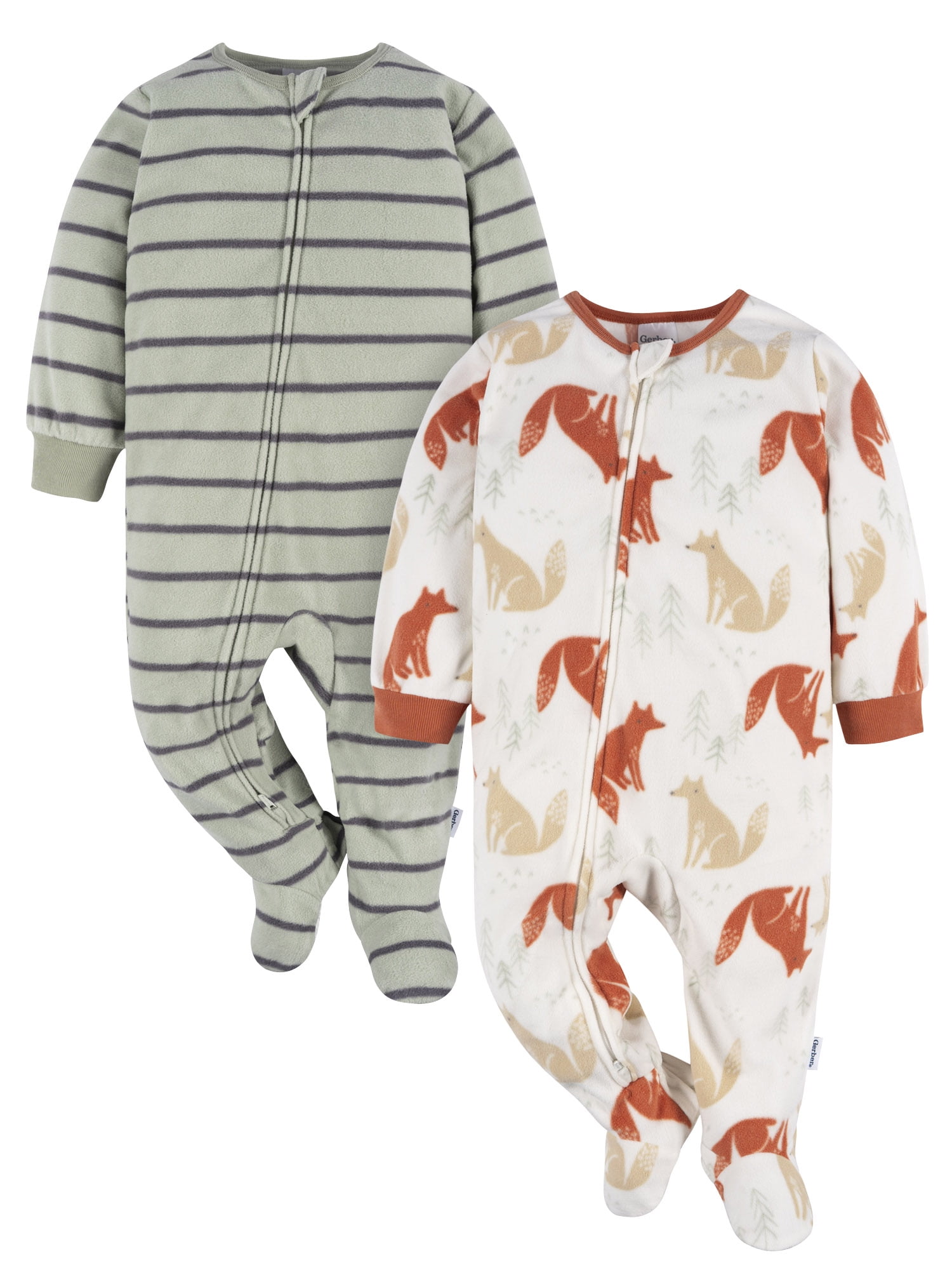 Gerber Baby and Toddler Neutral Microfleece Blanket Sleeper Pajamas, 2 ...