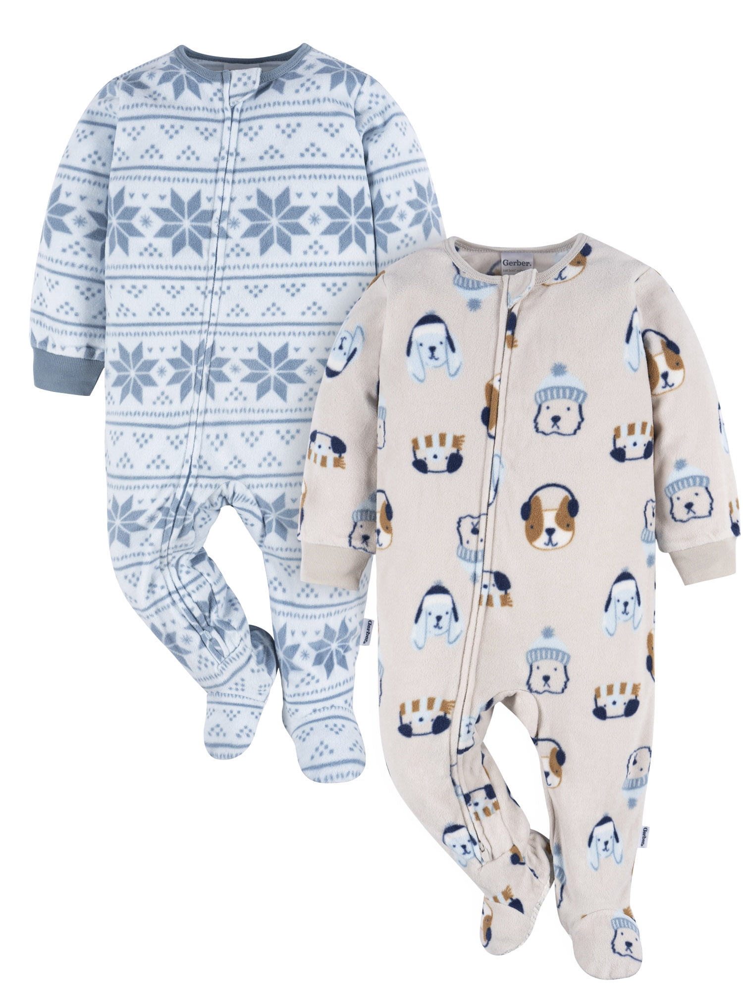 Gerber Baby and Toddler Neutral Microfleece Blanket Sleeper Pajamas, 2 ...