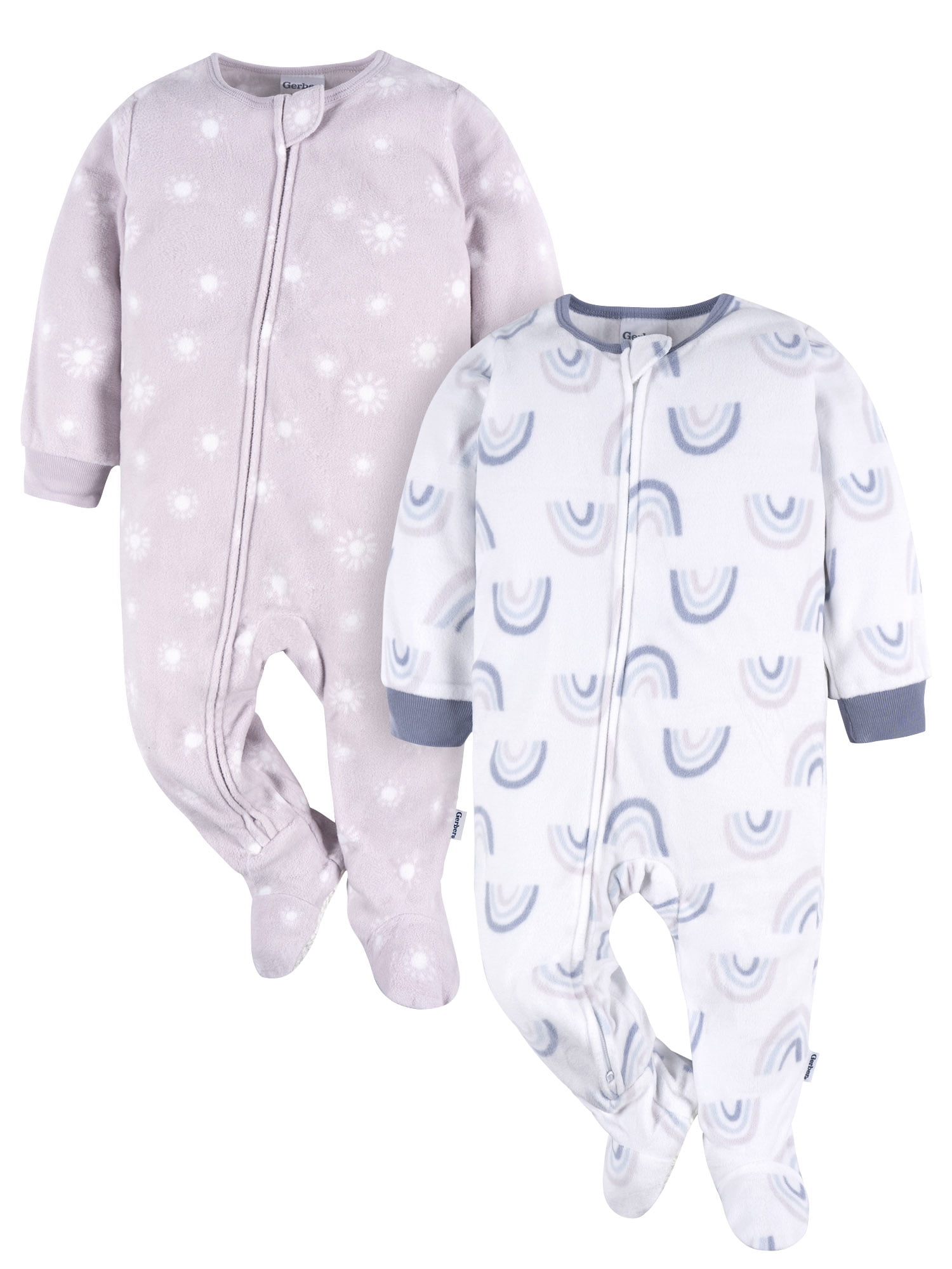 Gerber Baby and Toddler Neutral Microfleece Blanket Sleeper Pajamas, 2 ...