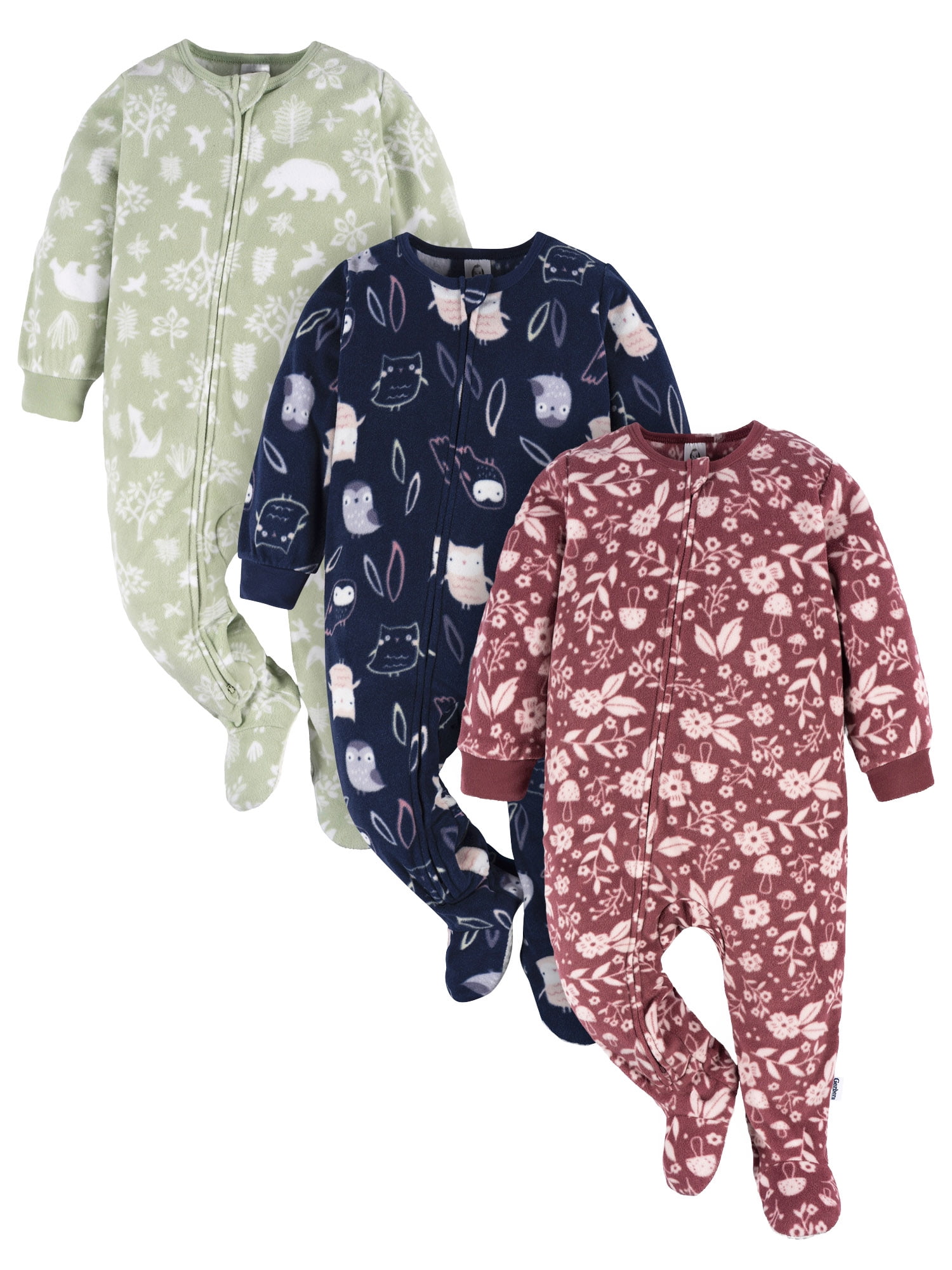 Gerber Baby and Toddler Neutral Microfleece Blanket Sleeper Pajamas, 3 ...