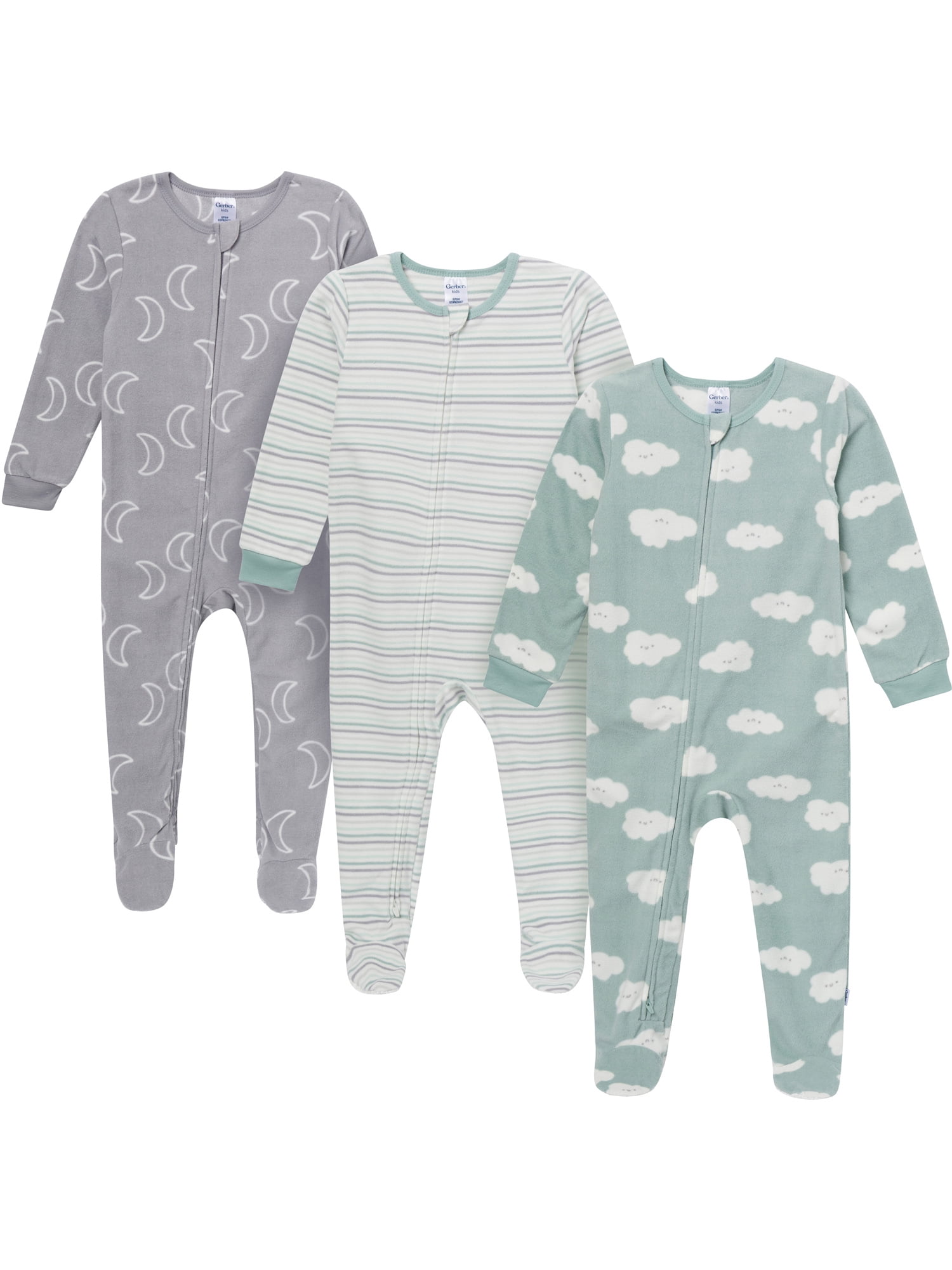 Gerber Baby and Toddler Neutral Microfleece Blanket Sleeper Pajamas, 3 ...
