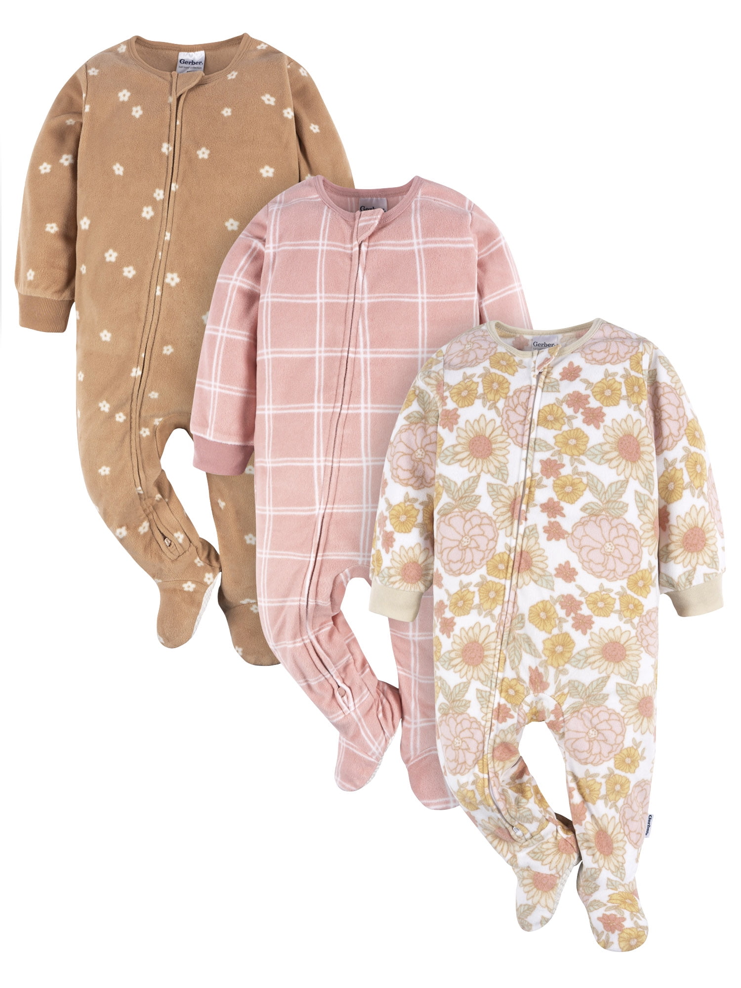 Gerber Baby and Toddler Neutral Microfleece Blanket Sleeper Pajamas, 3 ...