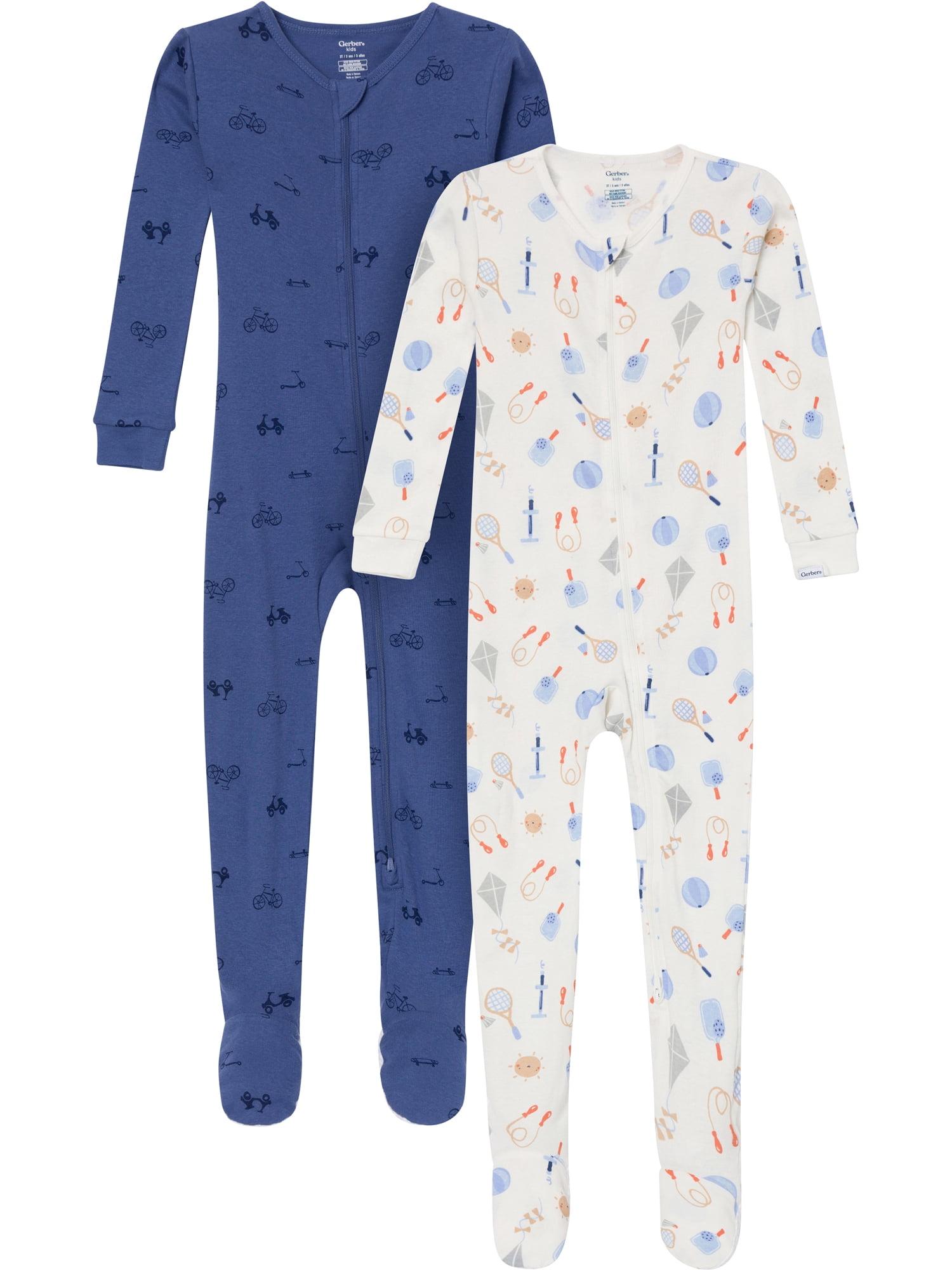 Gerber Baby and Toddler Neutral Tight Fitting Footed Unionsuits, 2-Pack ...