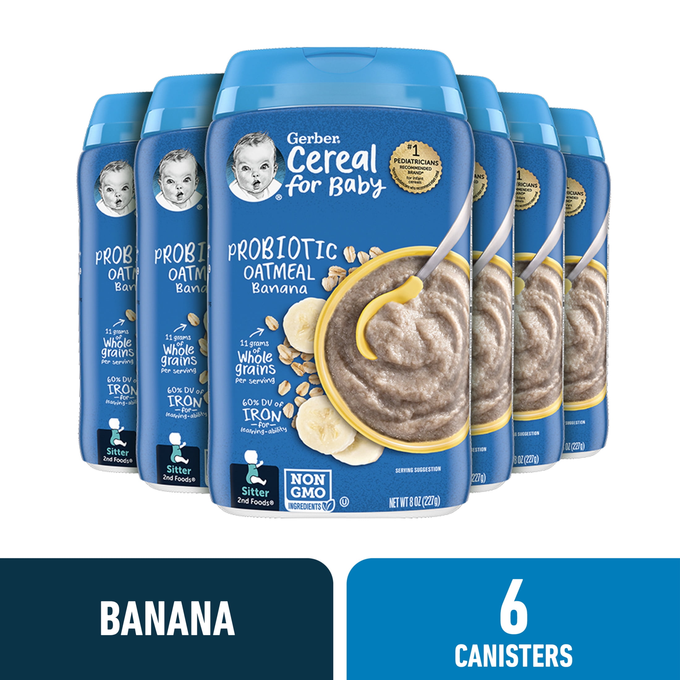 Gerber Cereal for Baby Probiotic Oatmeal Baby Cereal, Banana, 8 oz ...