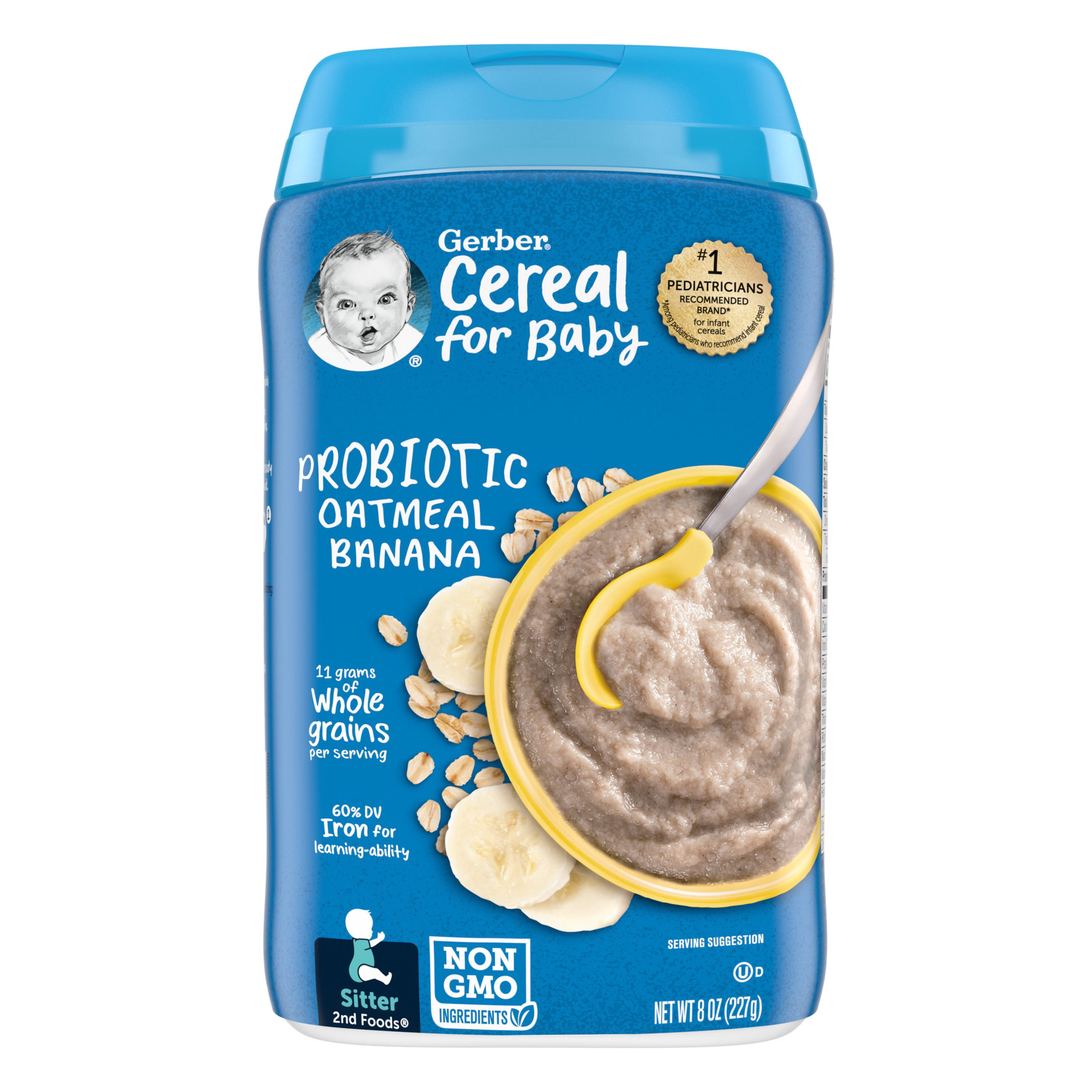 Gerber Cereal for Baby Power Blend 2nd Foods Probiotic Oatmeal Baby ...