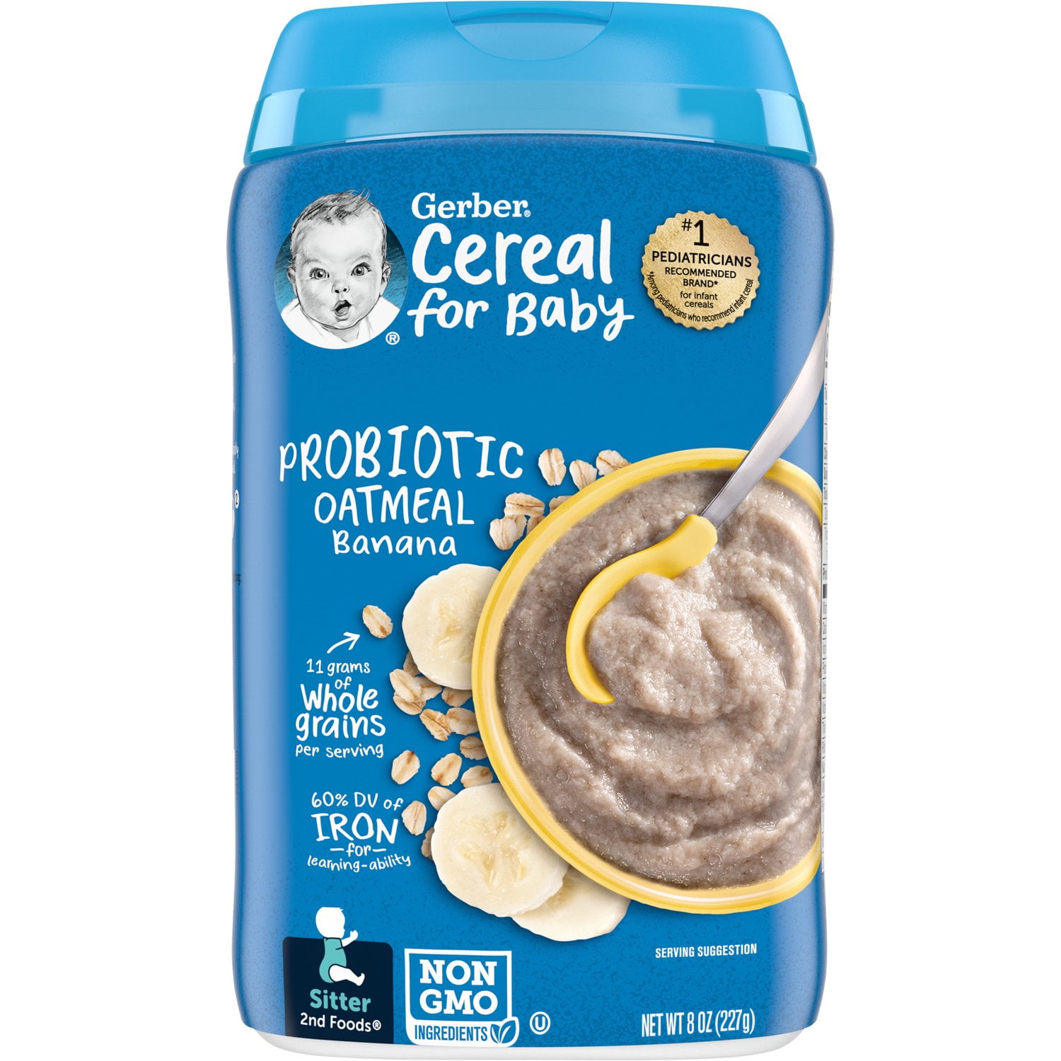 Gerber Cereal for Baby Probiotic Oatmeal Baby Cereal, Banana, 8 oz ...