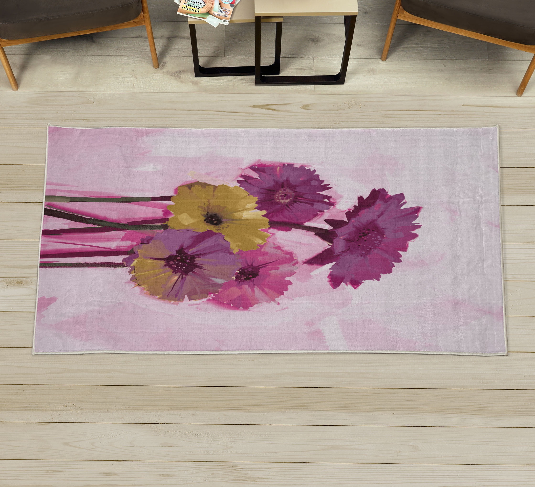 Gerber Daisy Decorative Rug, Posy of Spring Flowers Oil Painting ...