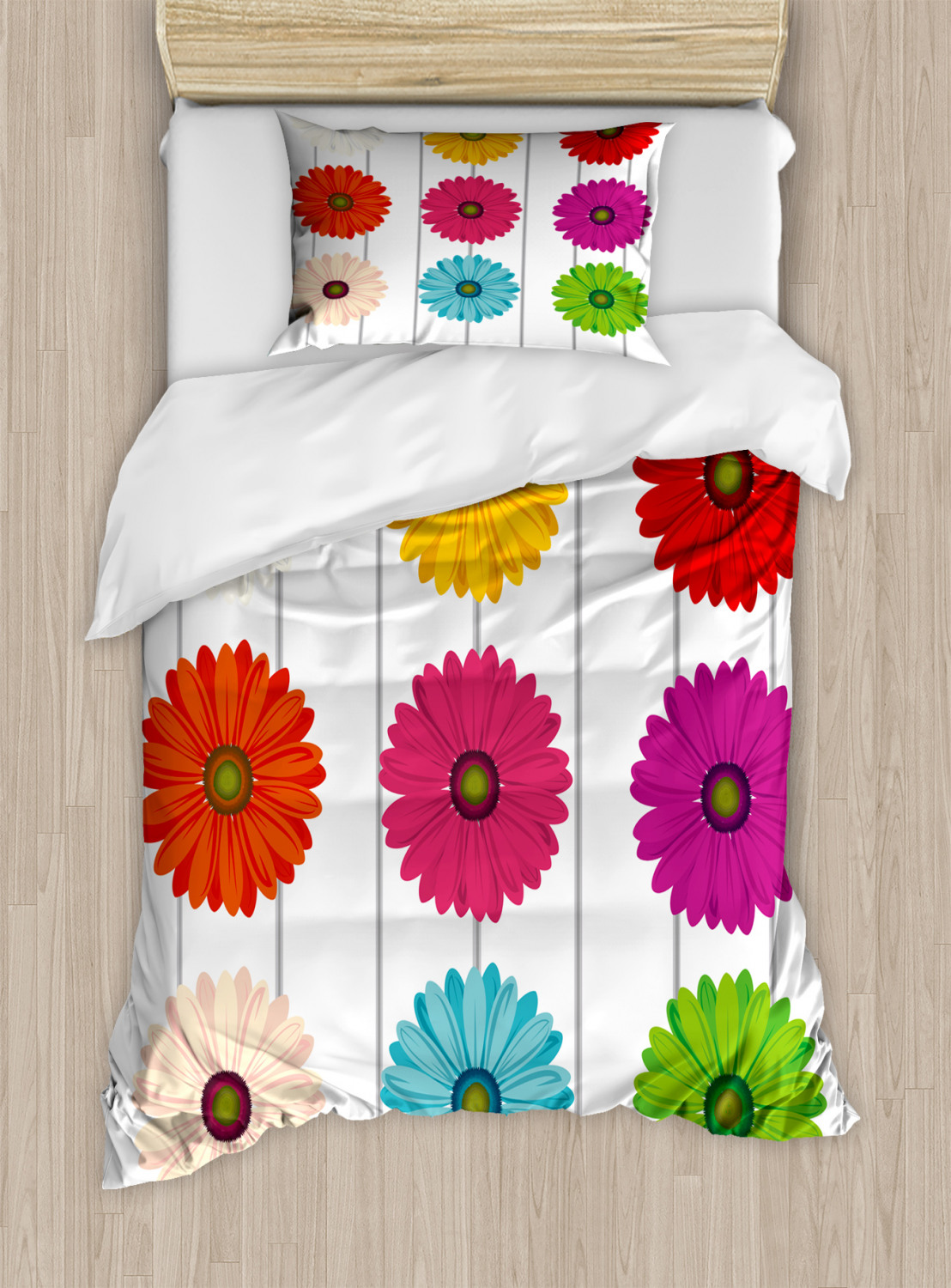 Gerber Daisy Duvet Cover Set Twin Size, Lovely Illustration with ...