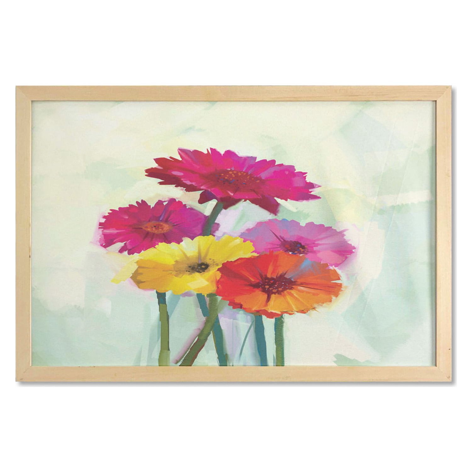 Gerber Daisy Wall Art with Frame, Posy of Spring Flowers Oil Painting ...