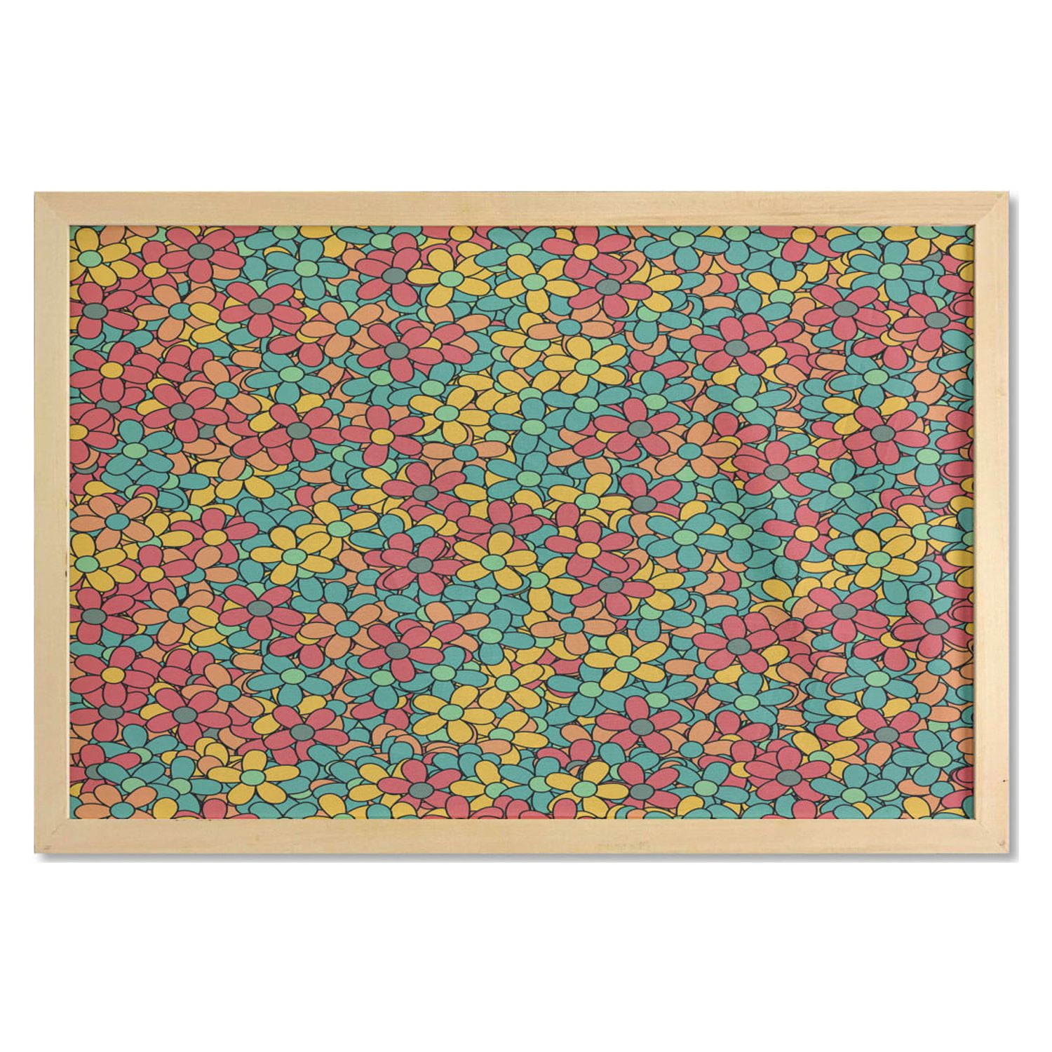 Gerber Daisy Wall Art with Frame, Retro Colored Doodle Style Blossoms ...