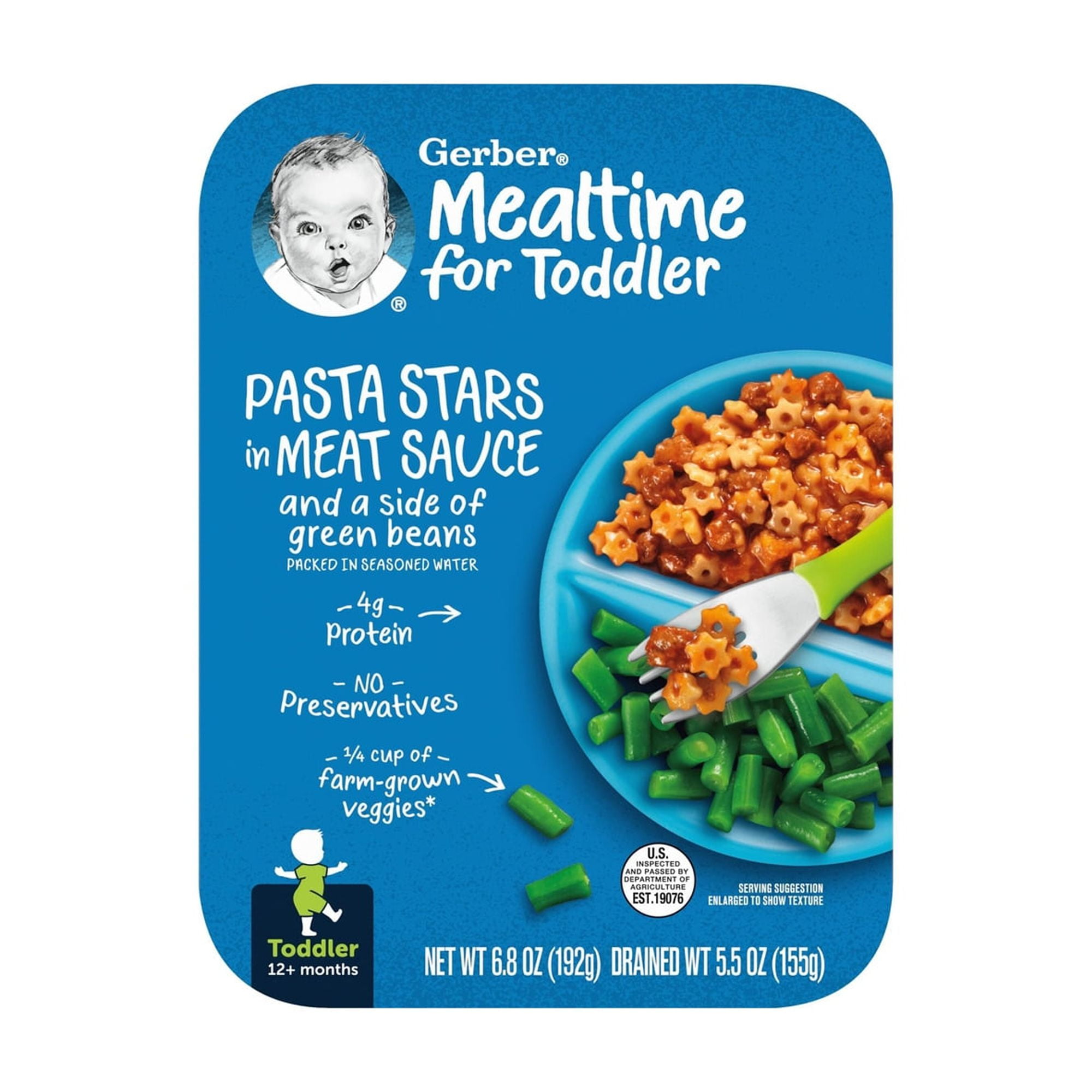 Gerber Entrees Pasta Stars in Meat Sauce with Green Beans (Pack of 5 ...