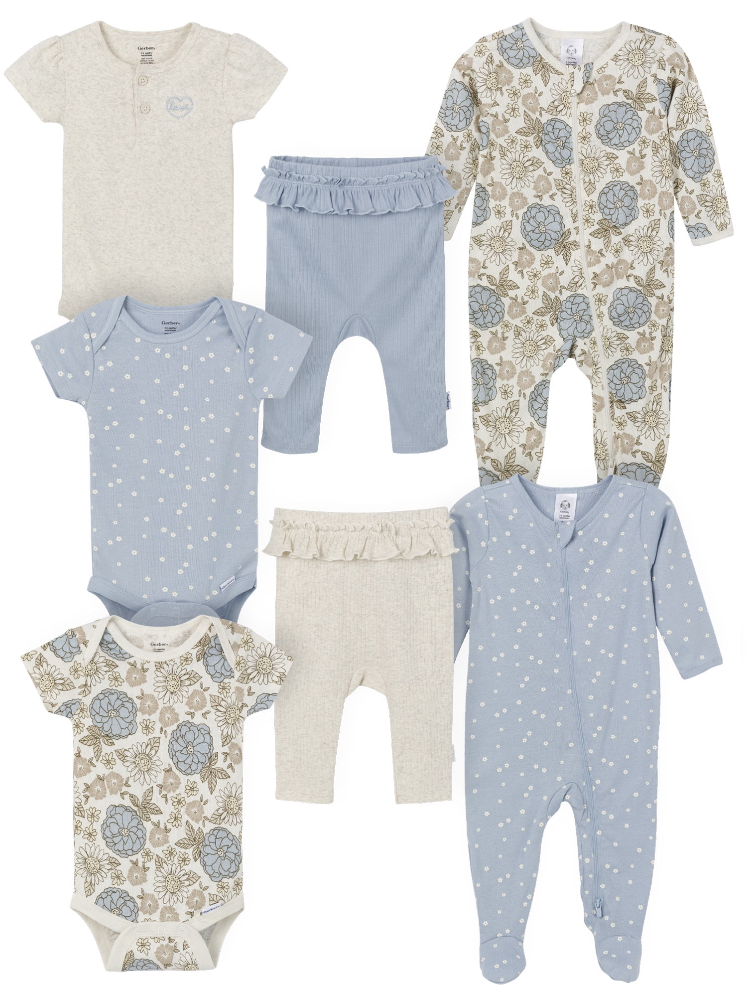 Gerber Gender Neutral 7-Piece Outfit Set, Sizes 0/3 Months - 6/9 Months ...