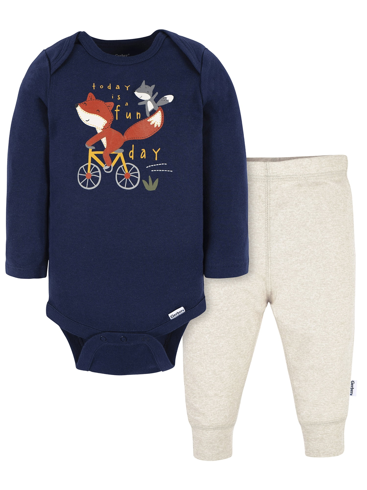 Gerber Gender Neutral Long Sleeve and Pant Outfit Set, 2-Piece, Sizes 0 ...