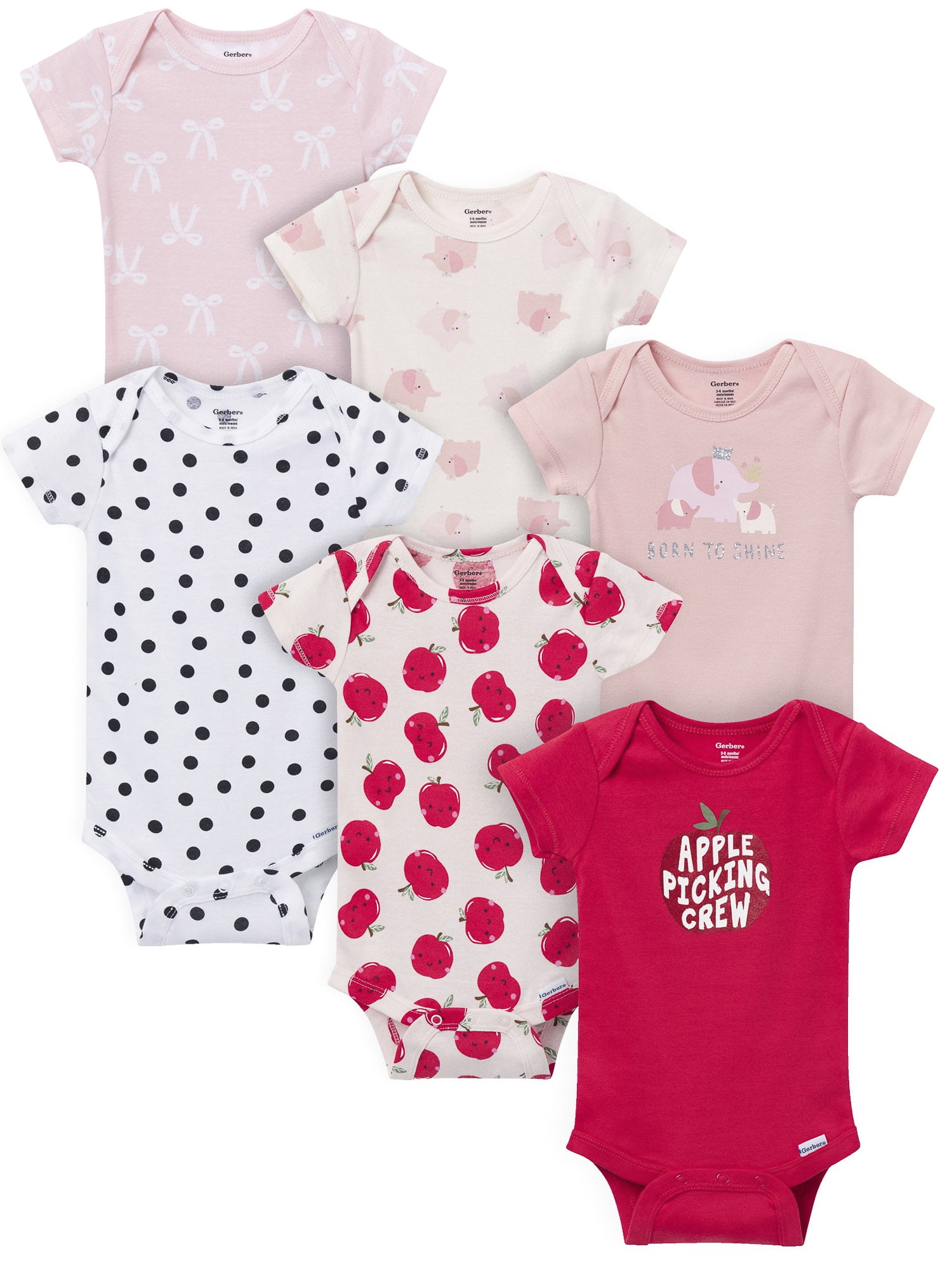 Gerber Gender Neutral Short Sleeve Onesies, 6-Pack, Sizes Newborn - 18 ...