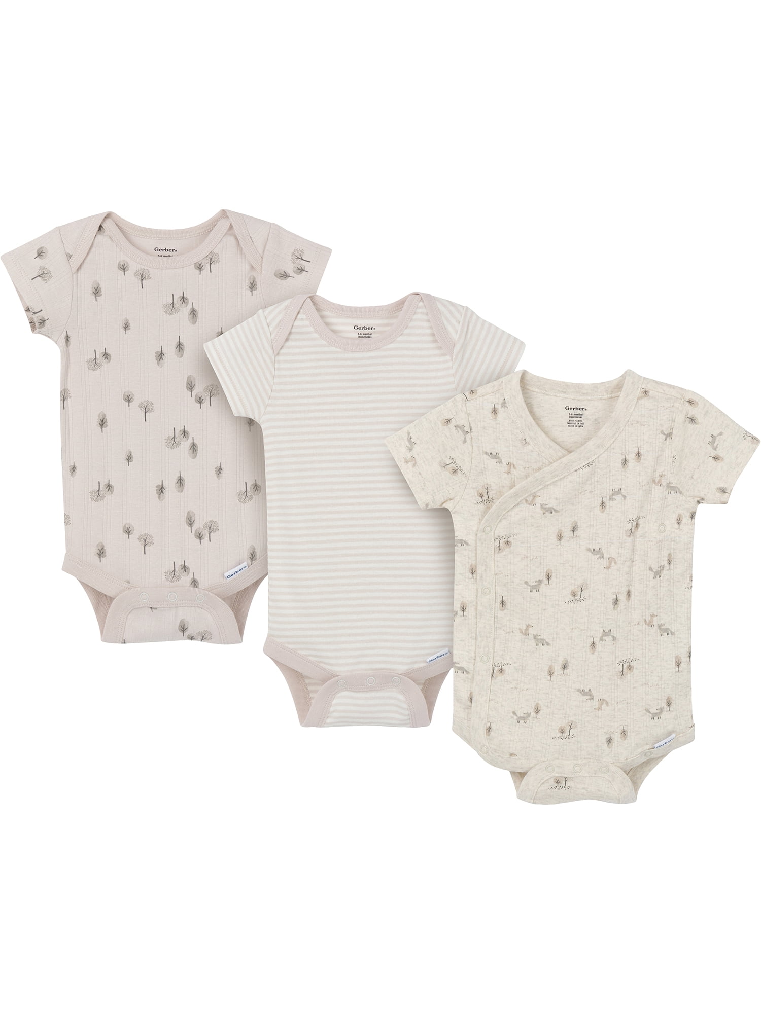 Gerber Gender Neutral Short Sleeve Variety Onesies, 3-Pack, Sizes ...
