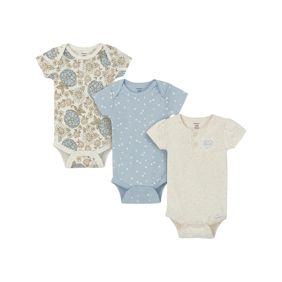 Gerber Gender Neutral Short Sleeve Variety Onesies, 3-Pack, Sizes ...