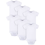 Gerber Gender Neutral White Short Sleeve Bodysuits, 6-Pack, Sizes ...