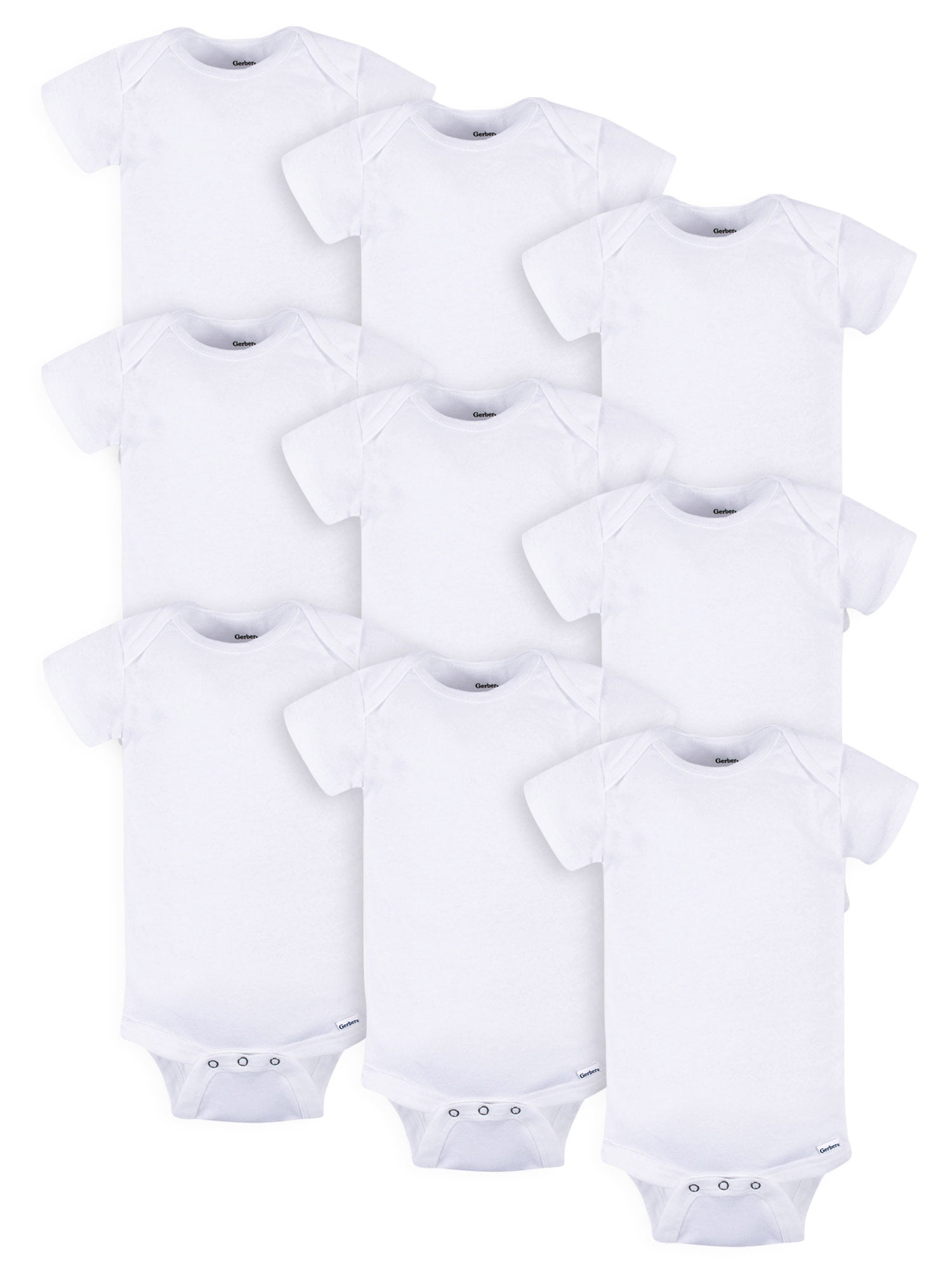 Gerber Gender Neutral White Short Sleeve Bodysuits, 9-Pack, Sizes ...