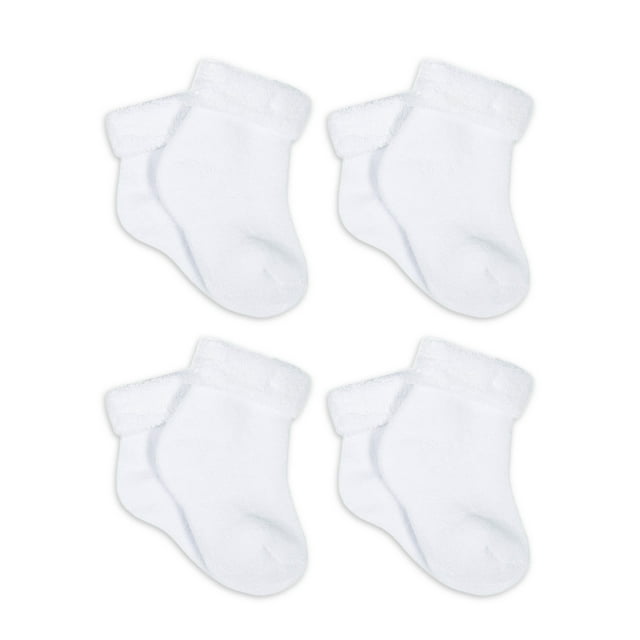 Gerber Gender Neutral White Terry Bootie Wiggle-Proof Socks, 4-Pack ...