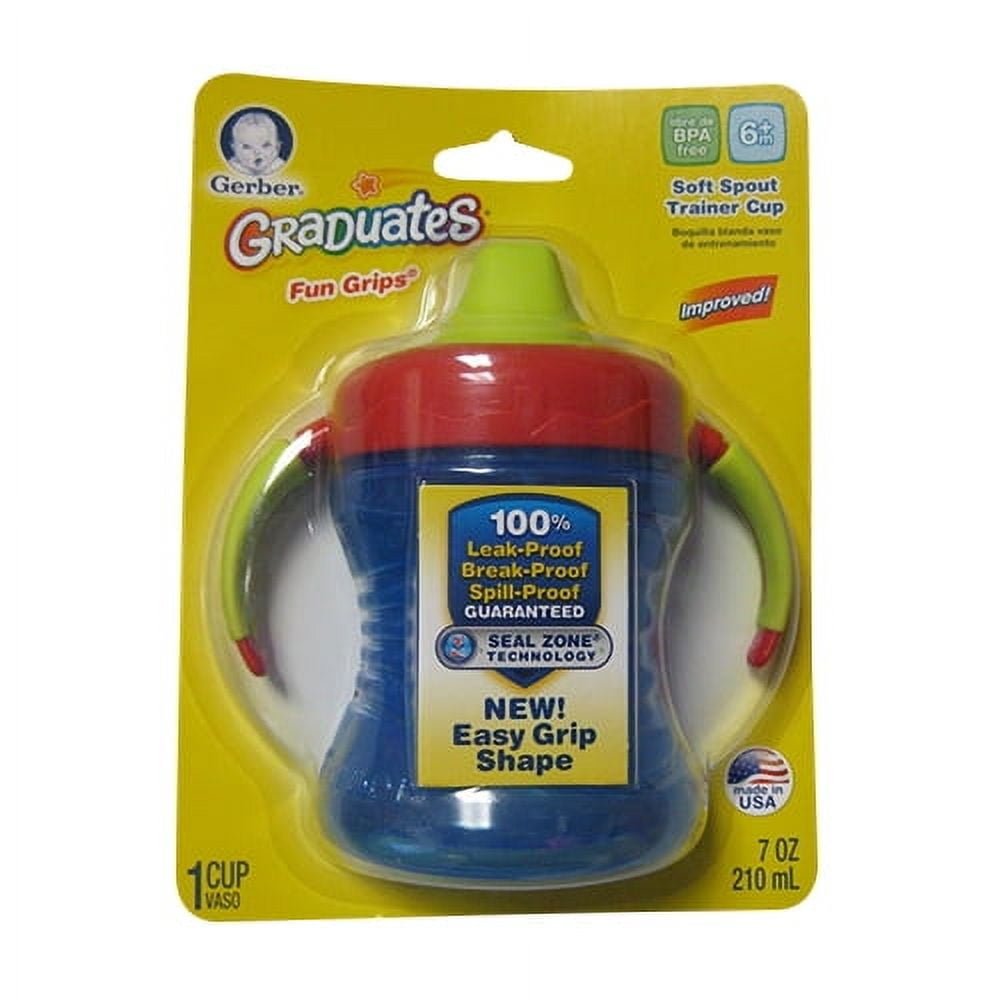 Gerber Fun Grips Soft Spout Trainer Cup, Assorted Colors, 7 Oz, Toddler ...